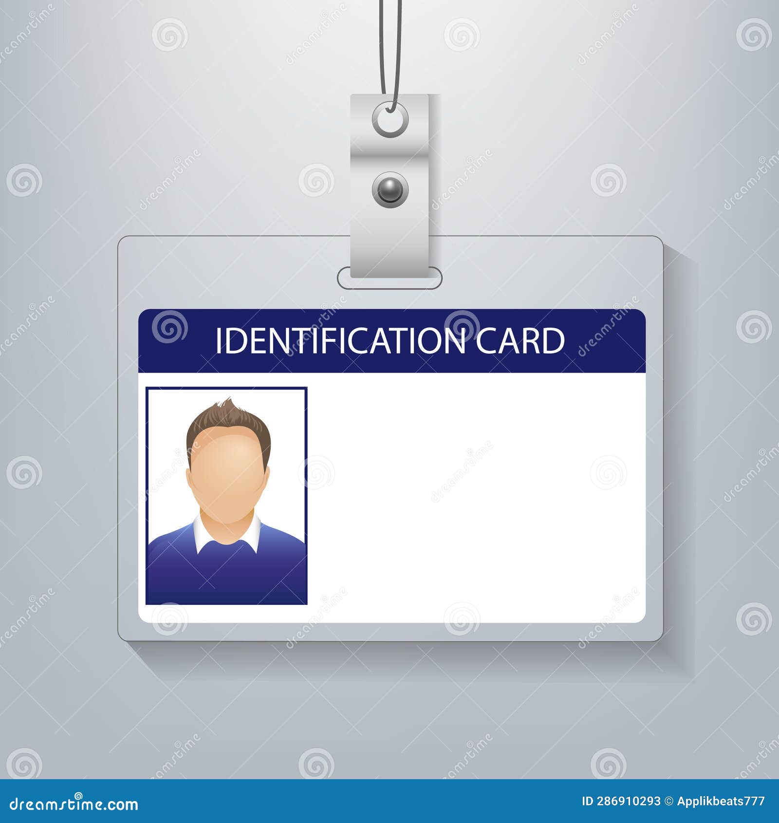 Identification Card with Photo Man Isolated Grey Background Stock ...