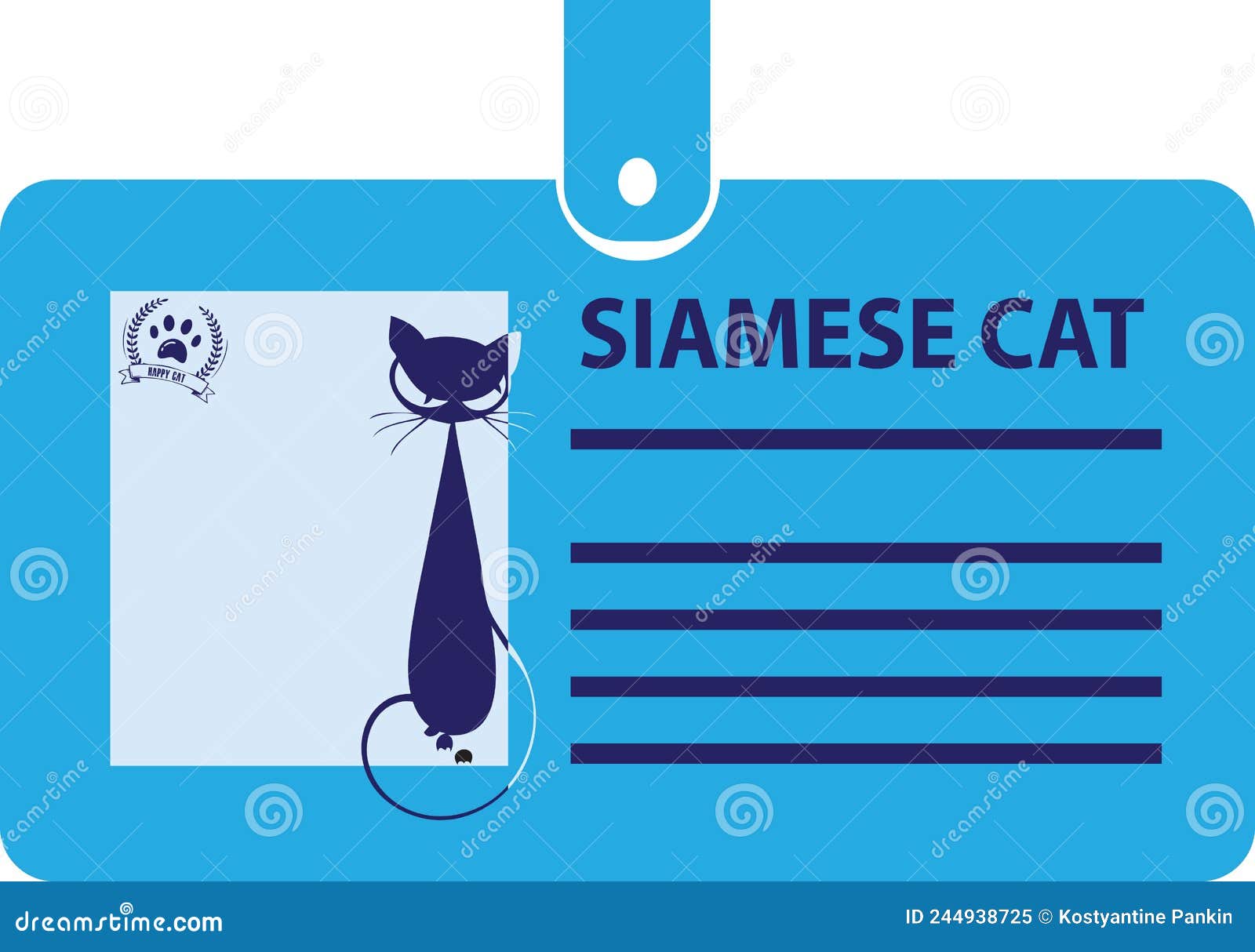 ID card Siamese Cat stock vector. Illustration of institution - 244938725