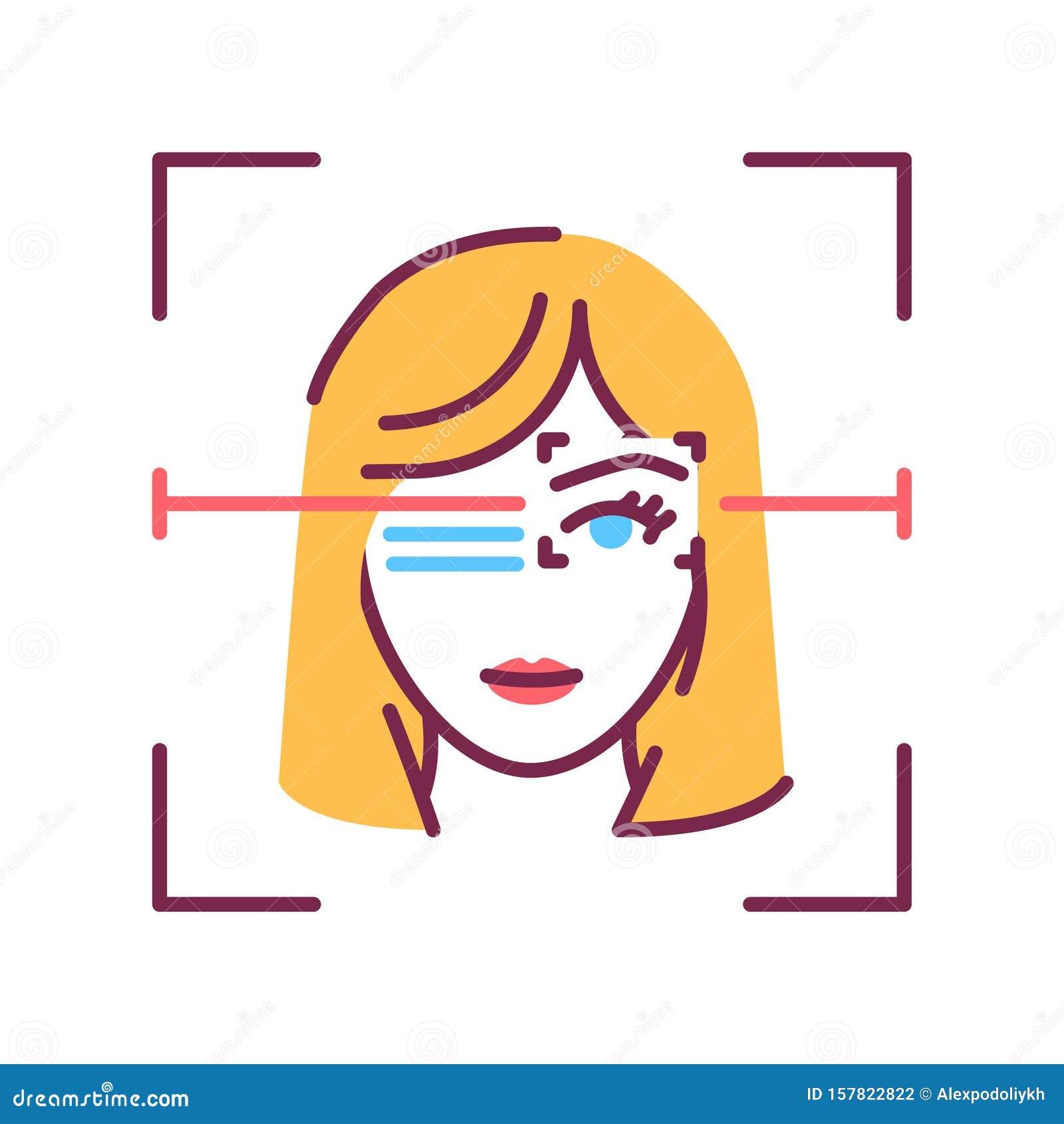 Identification Face Color Line Icon. Eye ID Verifying, Recognition ...