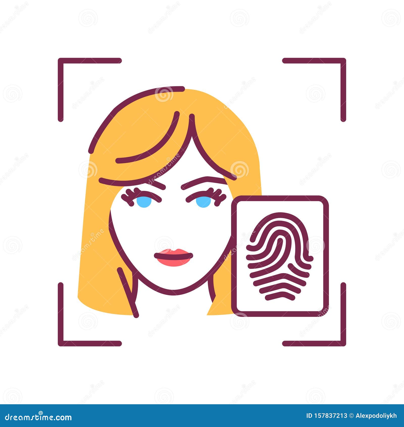 Identification Face Color Line Icon Id And Verifying Authorization