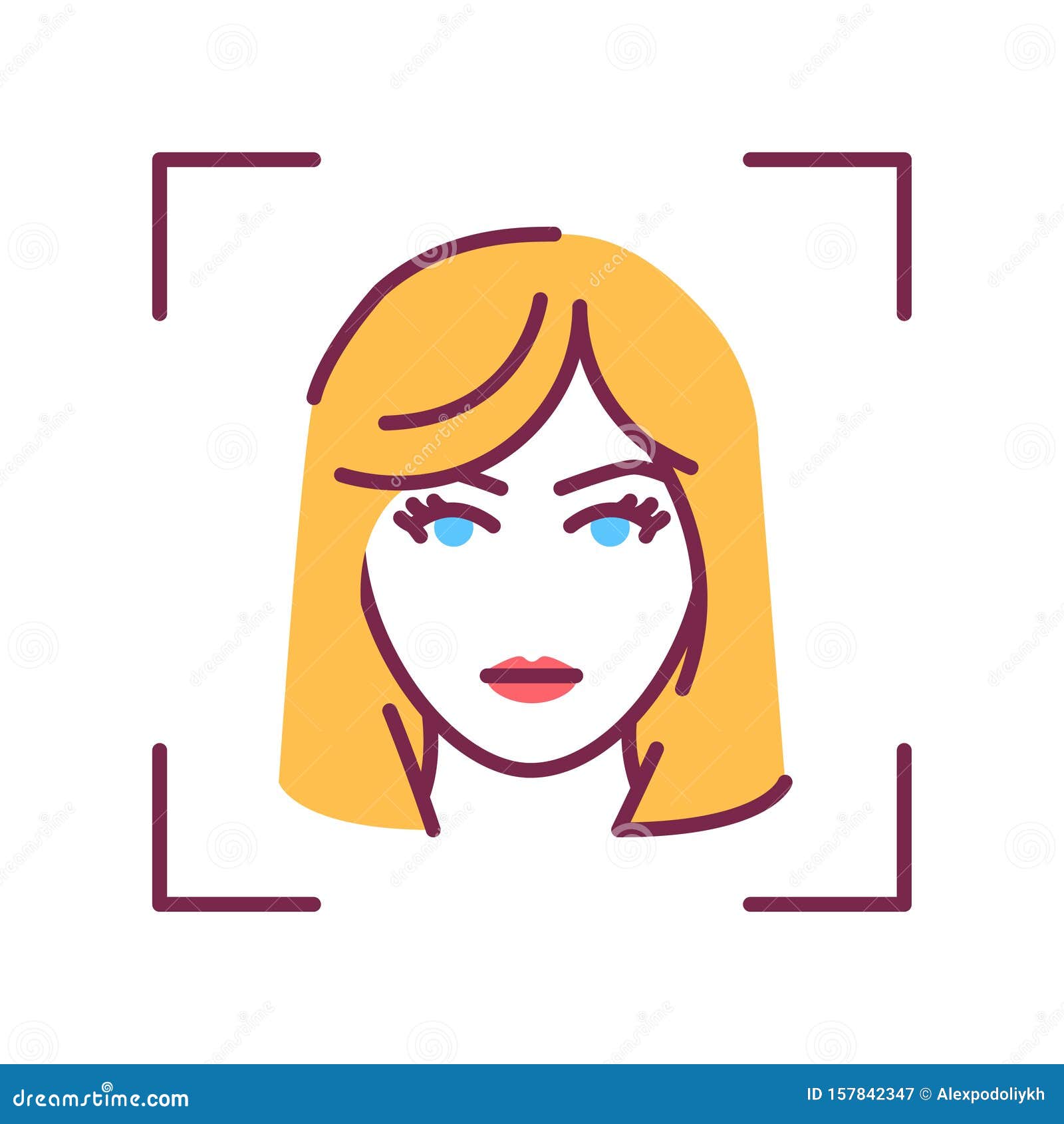 Identification Face Color Line Icon. ID and Verifying. Authorization ...