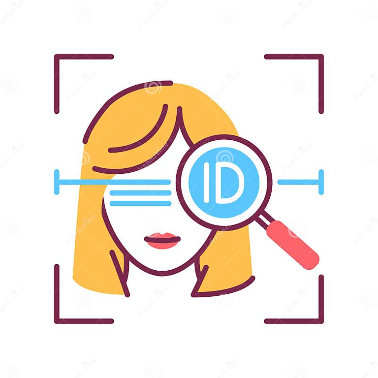 Identification Face Color Line Icon Id And Verifying Person Concept