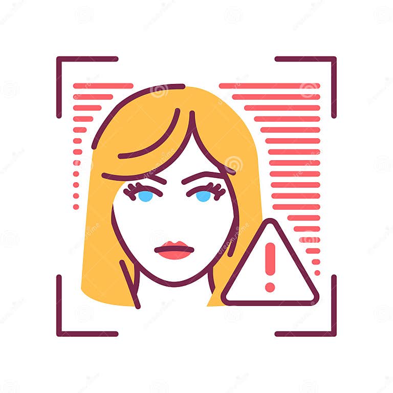 Identification Face Error Line Icon. Access Denied Concept. Violation ...