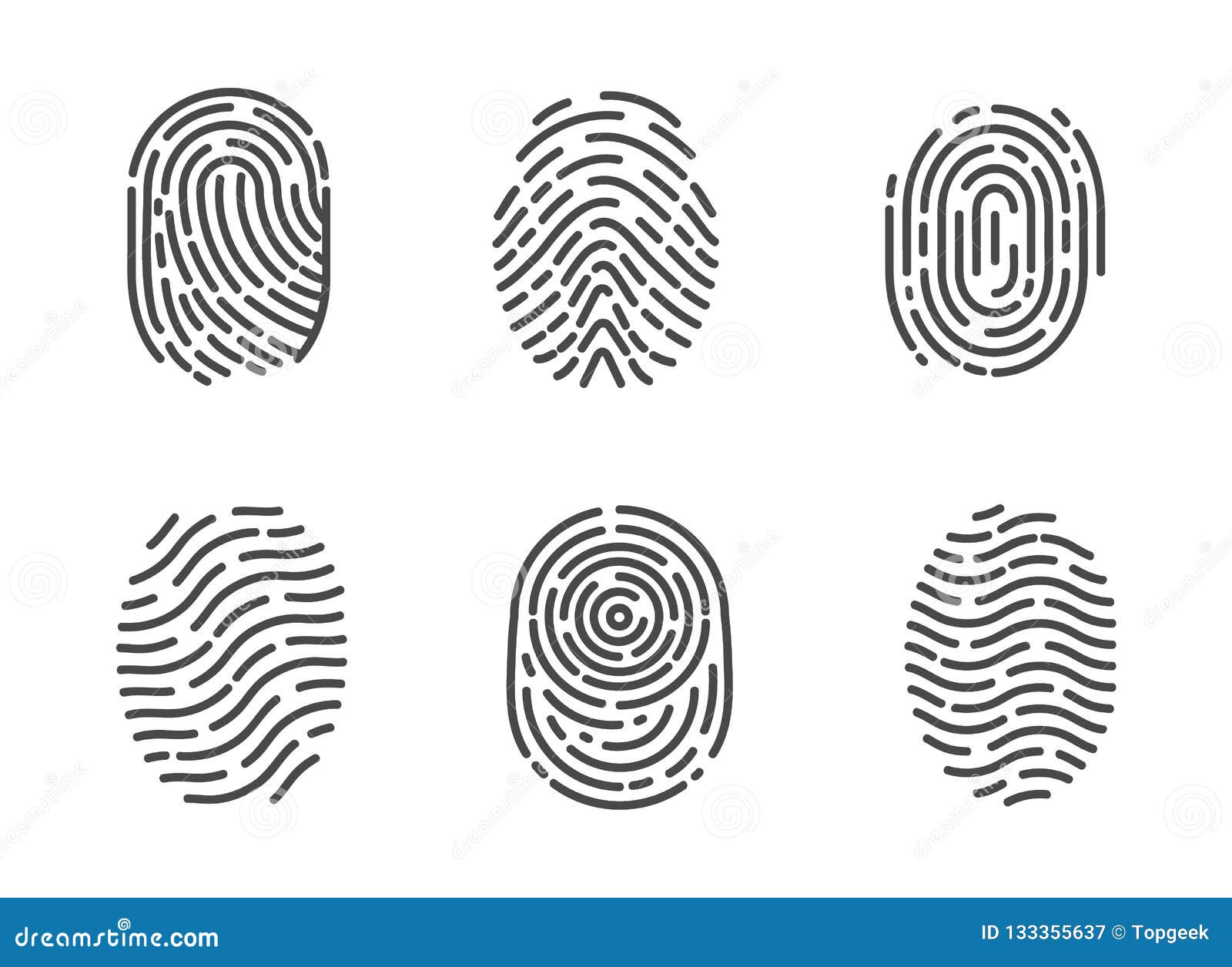 Identification Fingerprints Sketches Set Vector Stock Vector ...