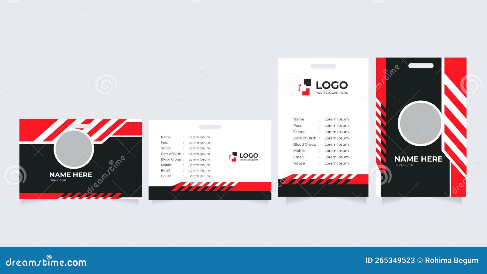 Identification Horizontal and Vertical Id Cards Set with Elements Fresh ...