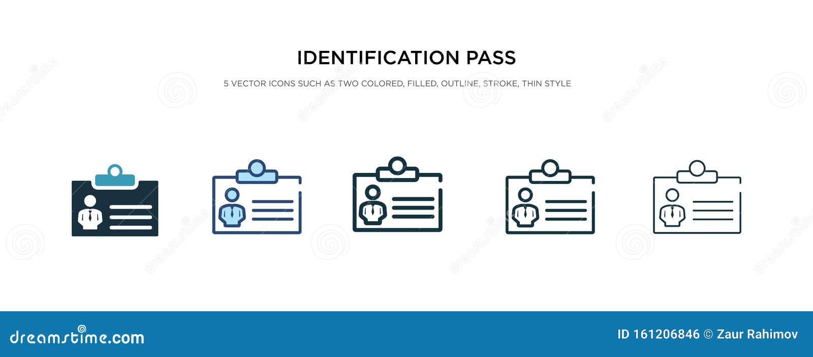 Identification Pass Icon in Different Style Vector Illustration. Two ...