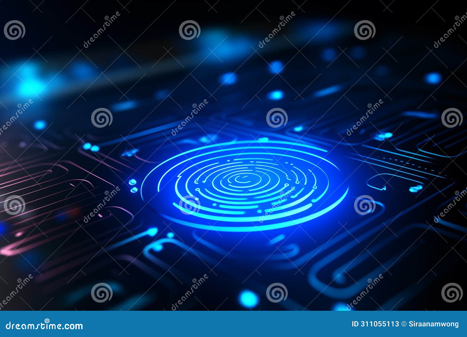 Identification System Scanning Human Fingerprint. by Generative Ai ...