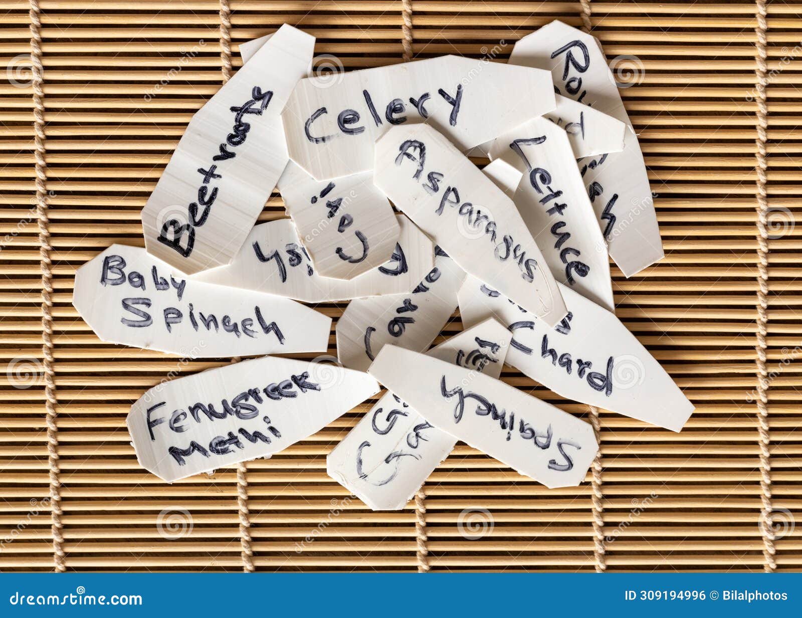 Identification Tags for Vegetable Garden Stock Photo - Image of pile ...