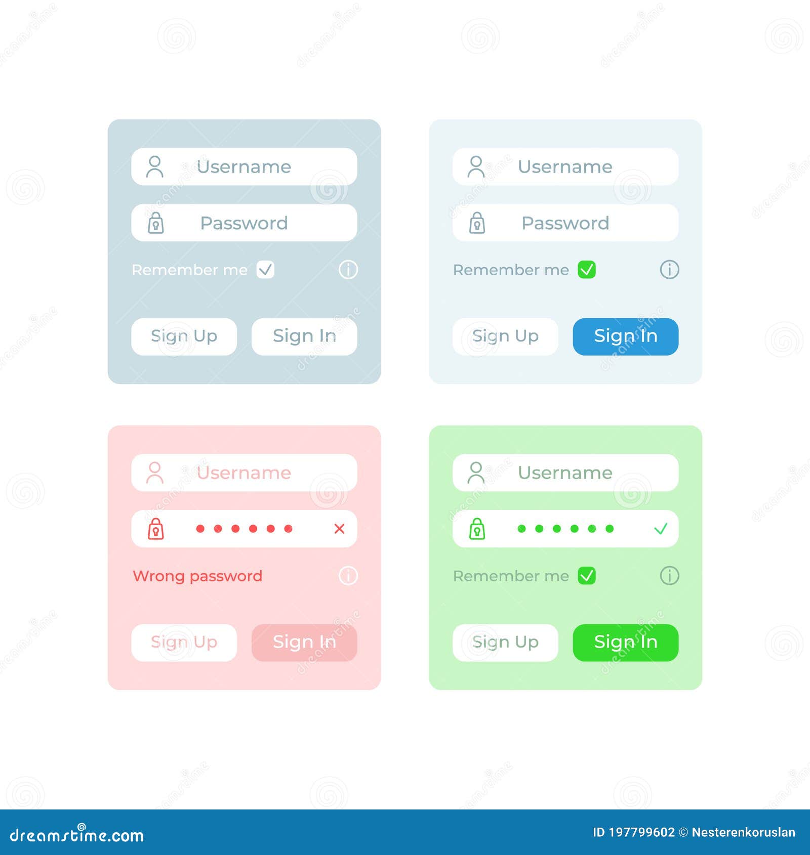 Identification UI Elements Kit Stock Vector - Illustration of page ...