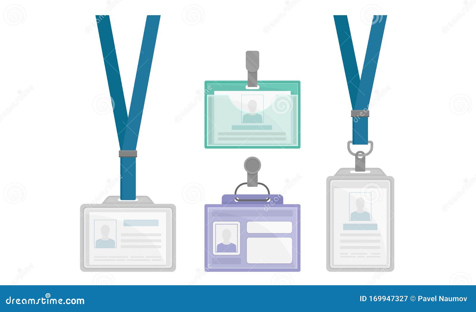 Identification White Blank Plastic Id Card or Press Card Vector Set ...