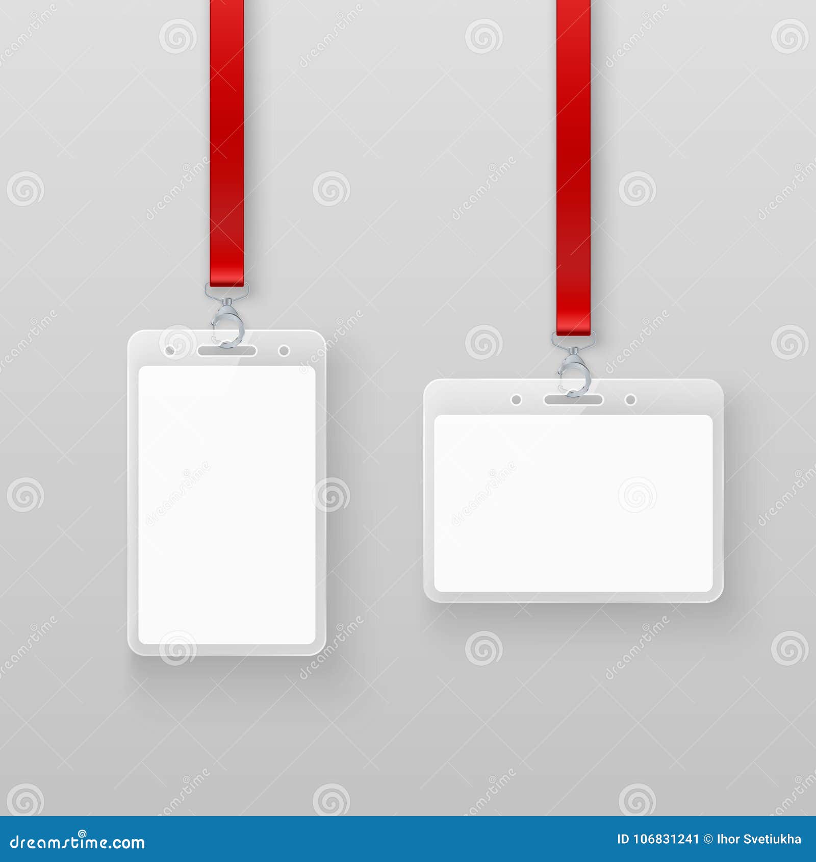 Identification White Empty Blank Plastic Id Cards Set. Authorization ...