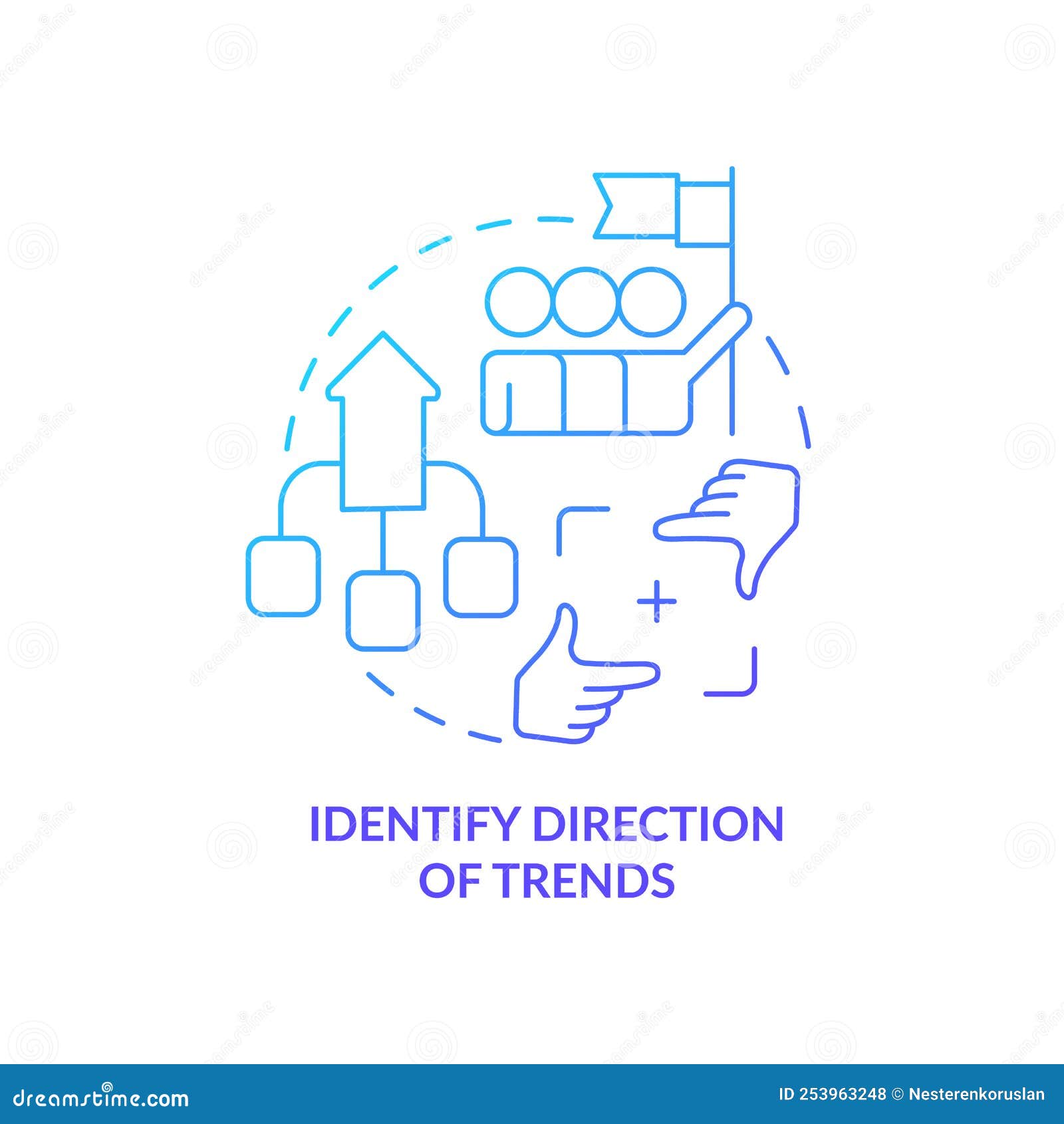 Identify Direction of Trends Blue Gradient Concept Icon Stock Vector ...