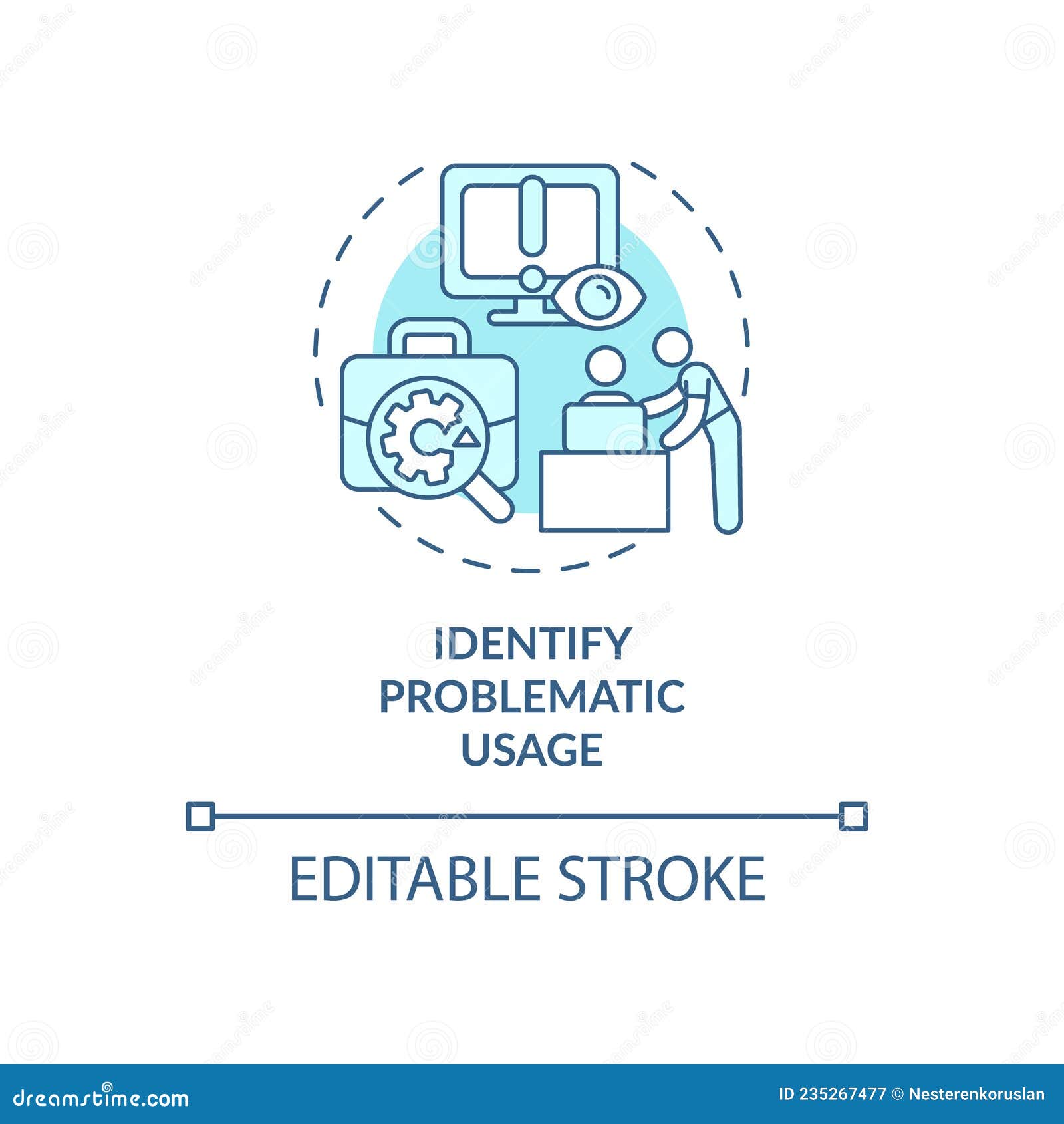 Identify Problematic Usage Blue Concept Icon Cartoon Vector ...