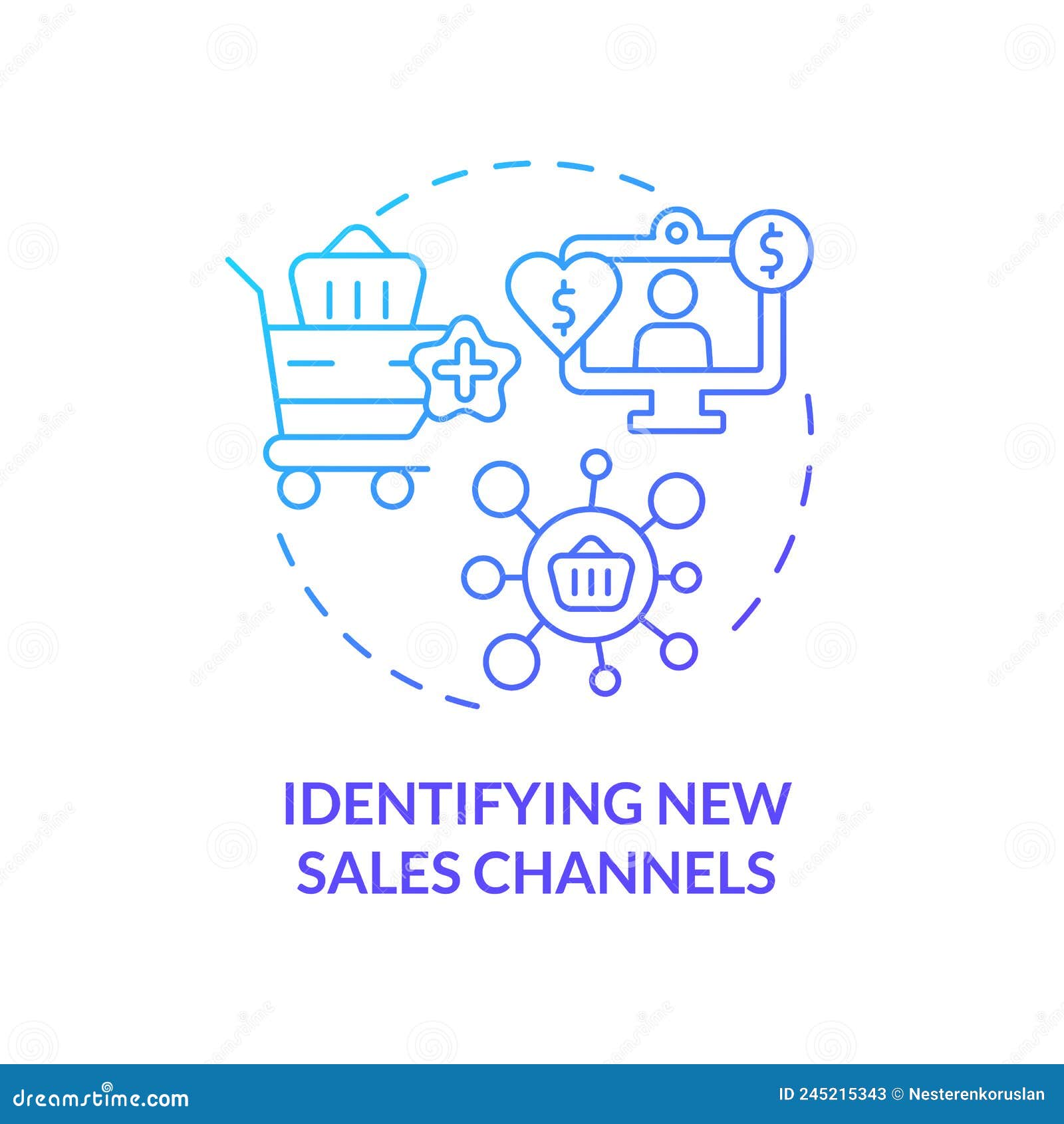 Identifying New Sales Channels Blue Gradient Concept Icon Stock Vector ... Identifying New Sales Channels Blue Gradient Concept Icon Stock Vector ...