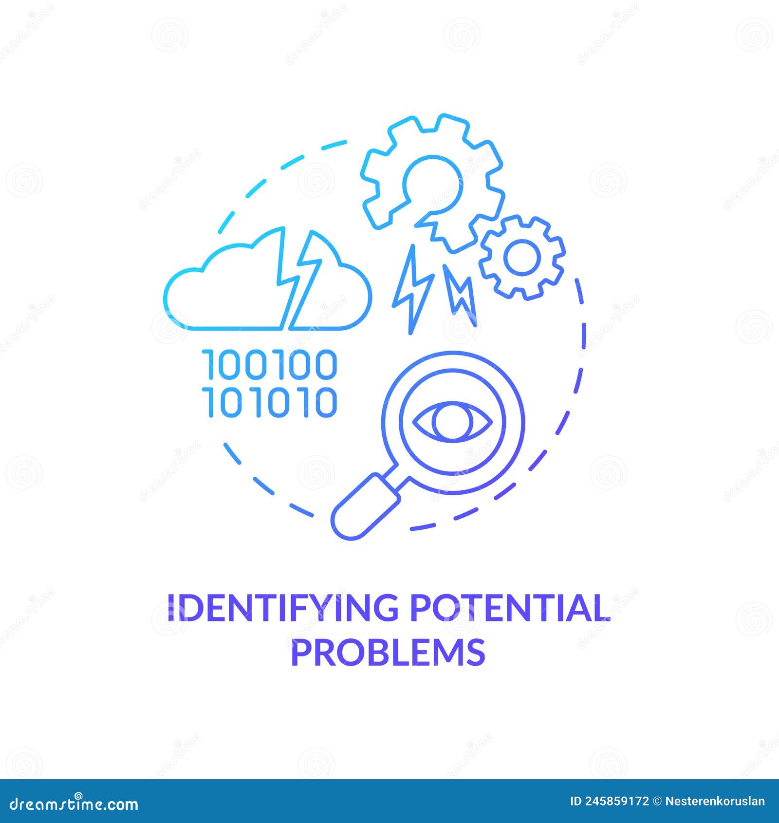 Identifying Potential Problems Blue Gradient Concept Icon Stock Vector ...