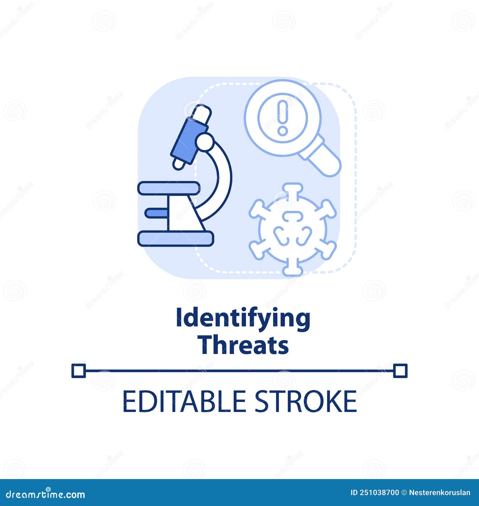 Identifying Threats Light Blue Concept Icon Stock Vector Illustration
