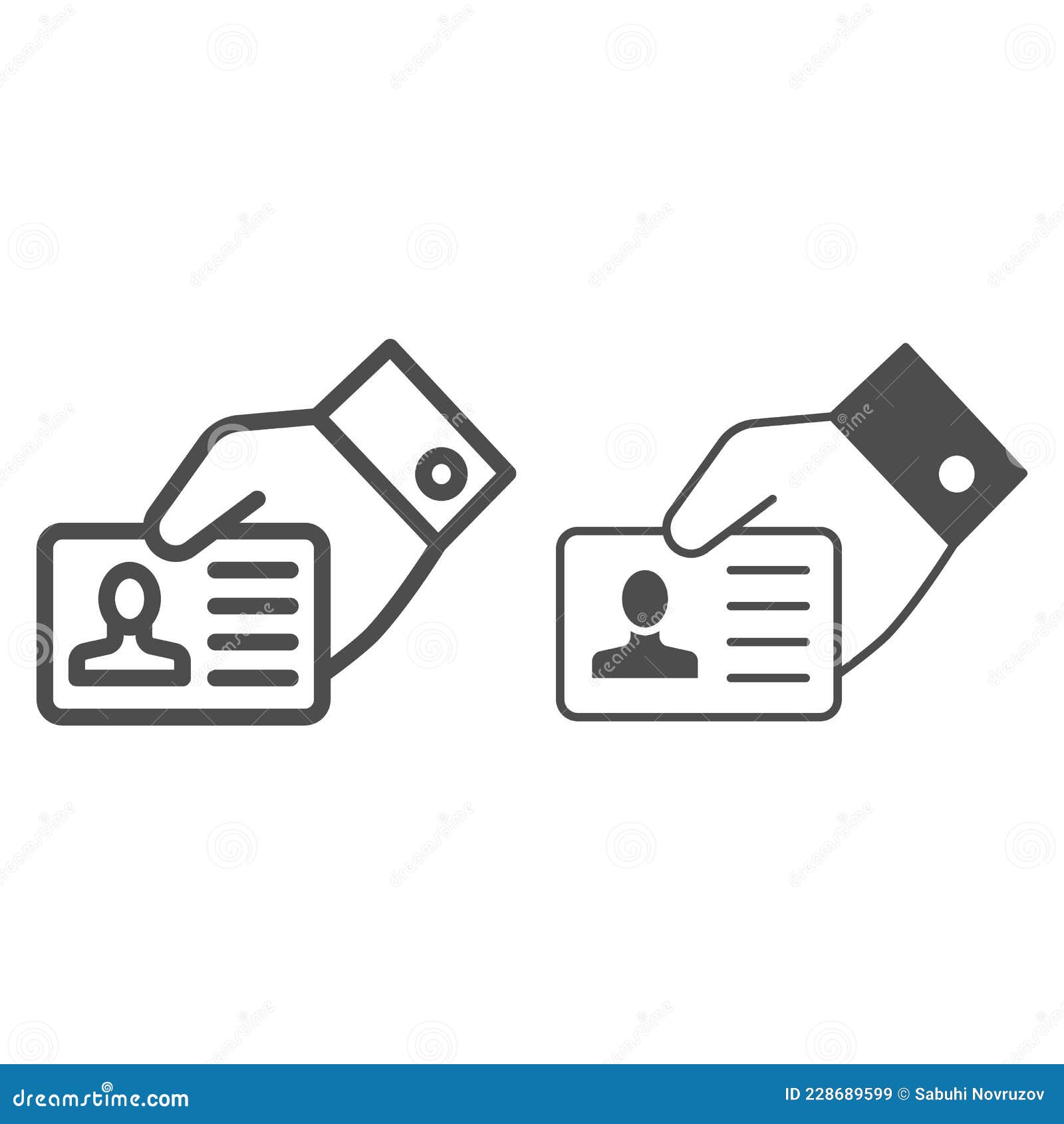 Identity Card in Hand Line and Solid Icon, Security Check Concept ...