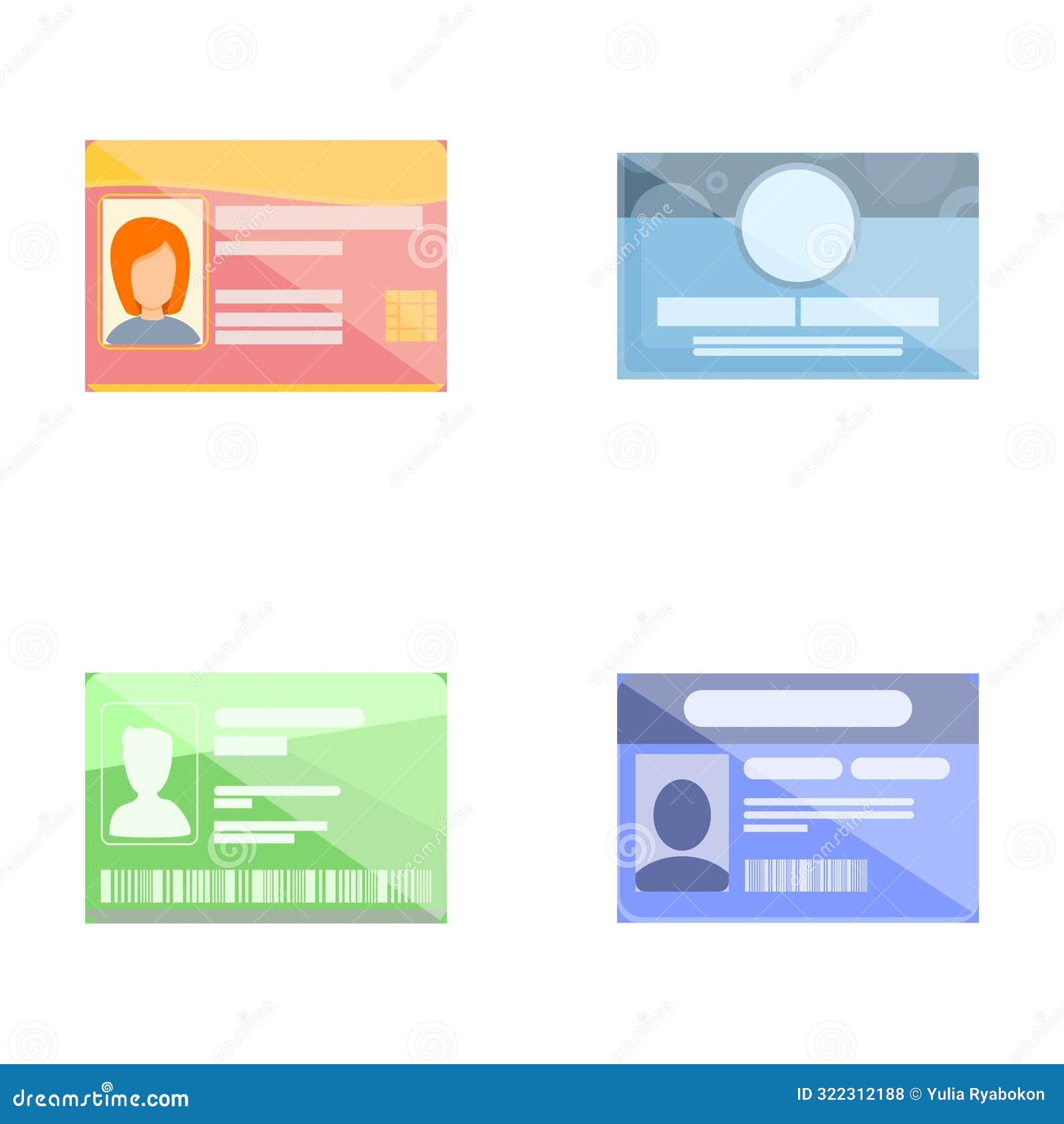 Identity Card Icons Set Cartoon Vector. Driver License Id Card or ...