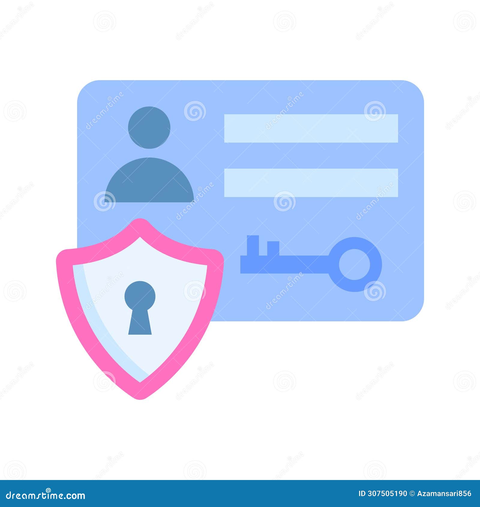 Identity Card with Safety Shield Depicting Flat Icon of Secure Identity ...