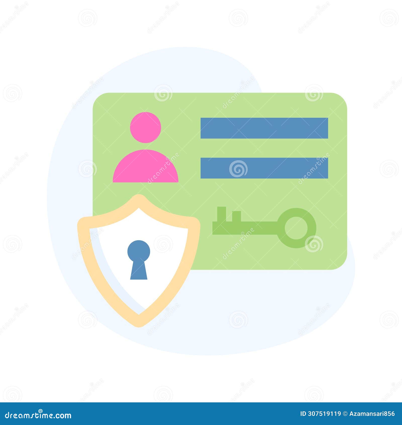 Identity Card with Safety Shield Depicting Flat Icon of Secure Identity ...