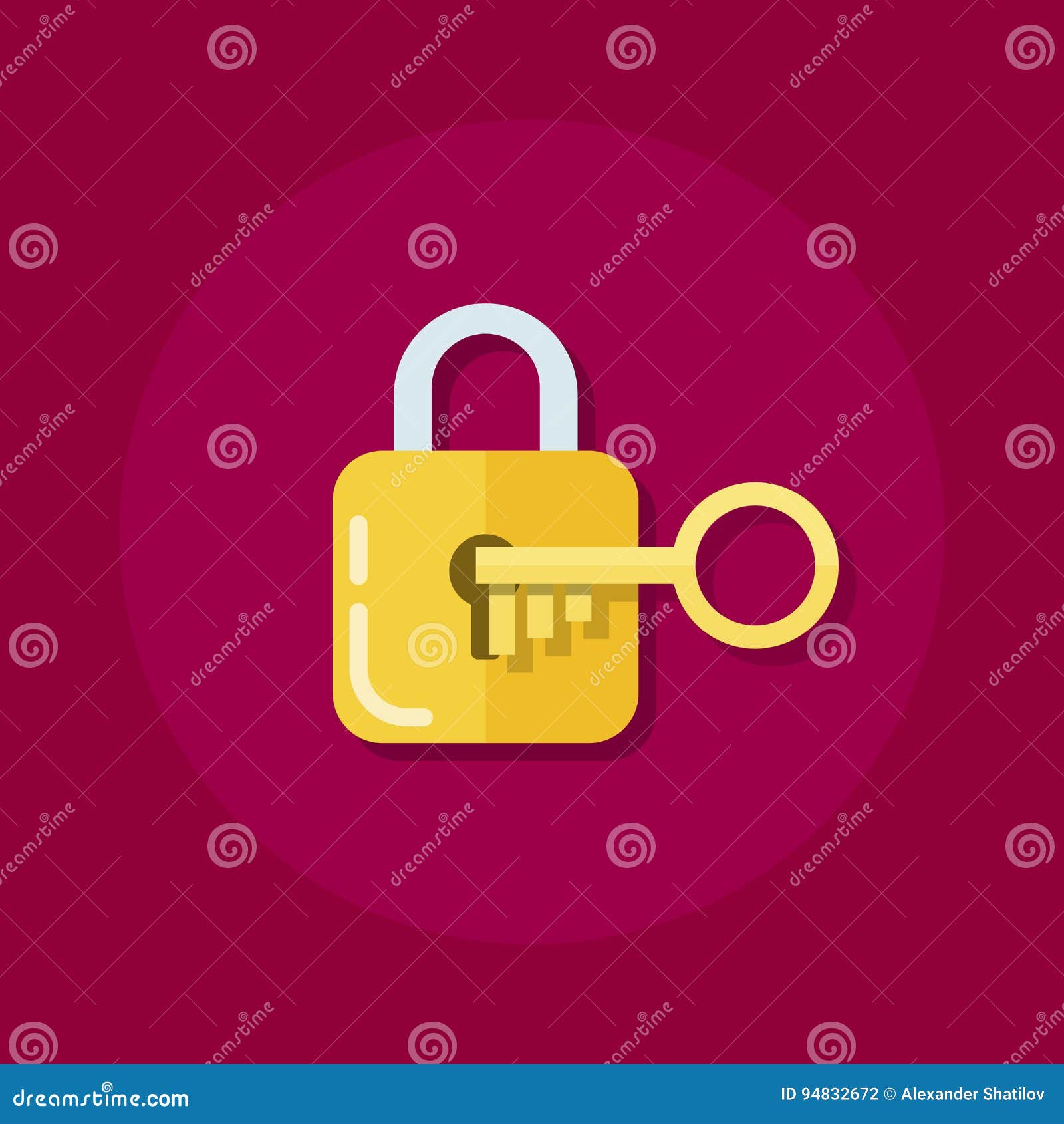 Identity Or Logon Icon. Padlock With A Key In A Flat Style. The Process ...