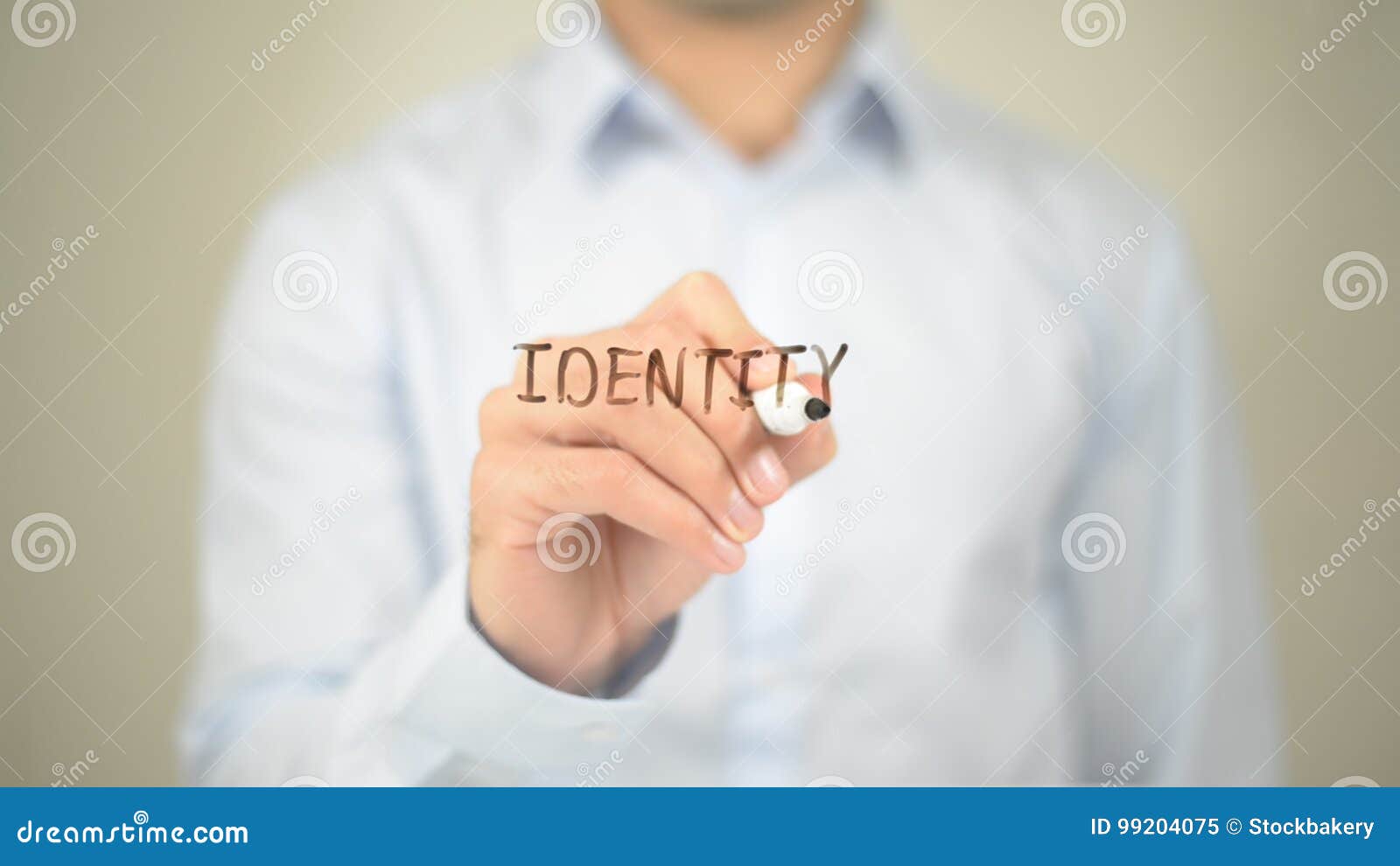 Identity , Man Writing on Transparent Screen Stock Image - Image of ...