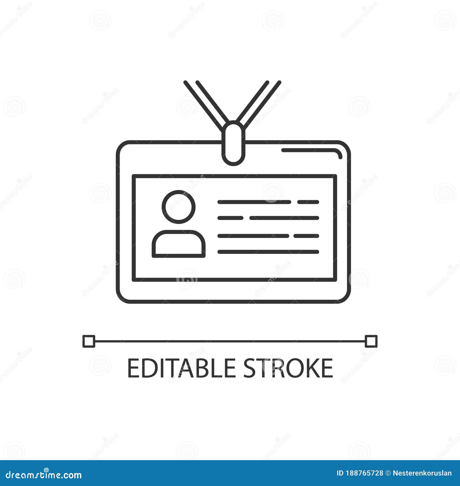 Identity Pass Card Pixel Perfect Linear Icon. Badge. ID Document ...