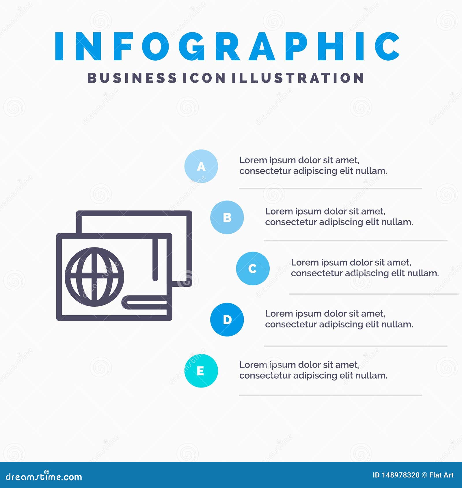 Identity, Pass, Passport, Shopping Blue Infographics Template 5 Steps ...