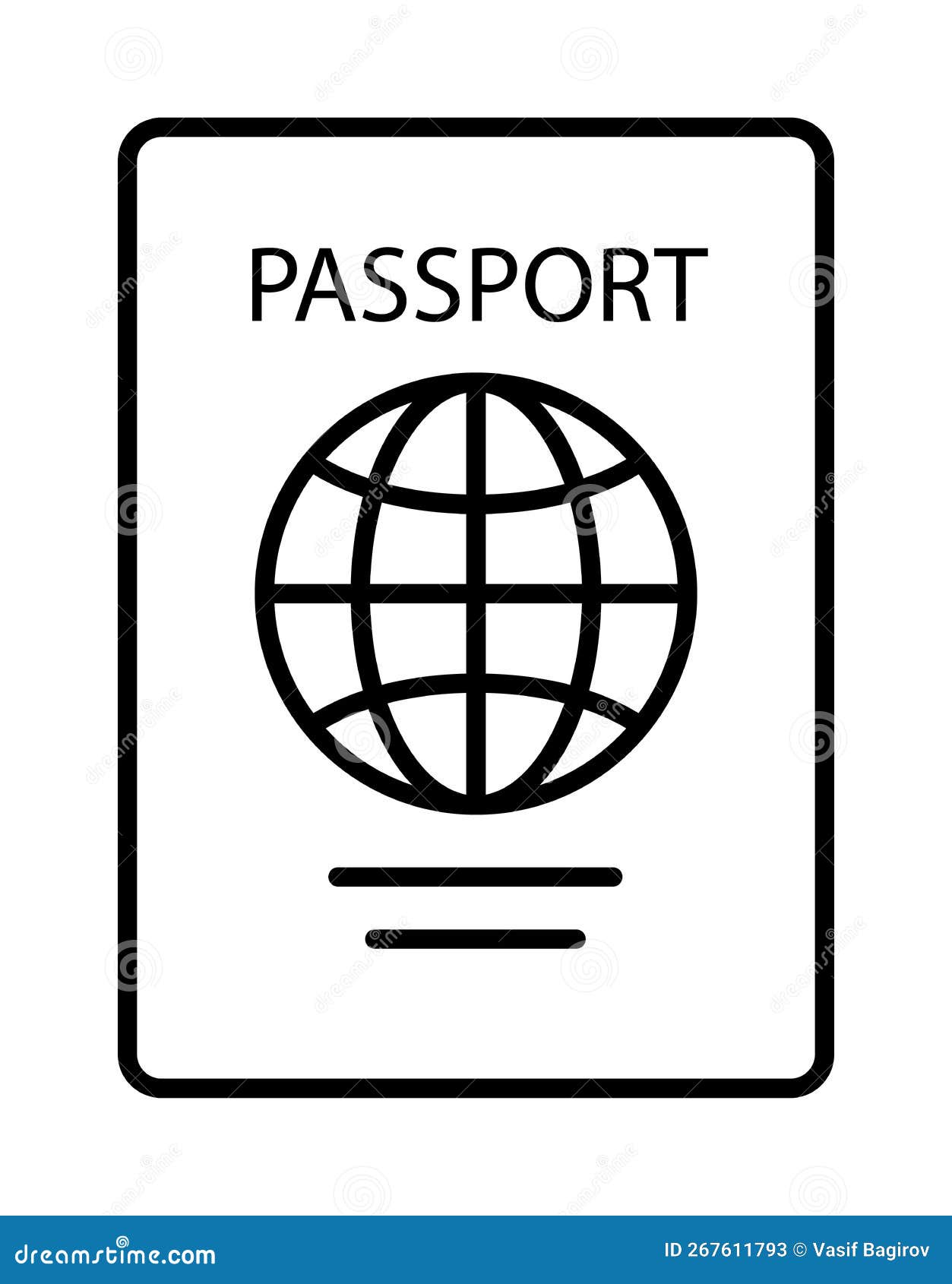 Identity, Pass, Passport Vector Icon on Transparent Background. Outline ...