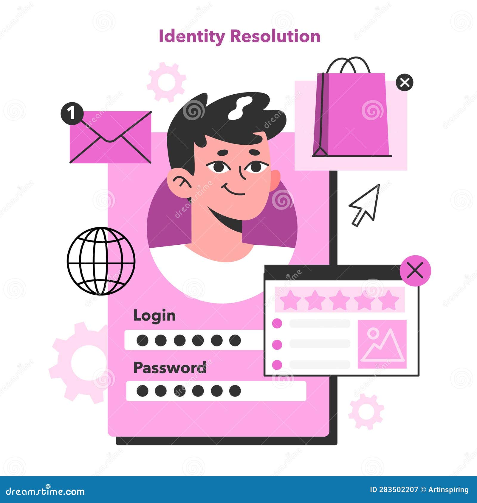 Identity Resolution. Process of Customer Data Management Stock Vector - Illustration of plan ...