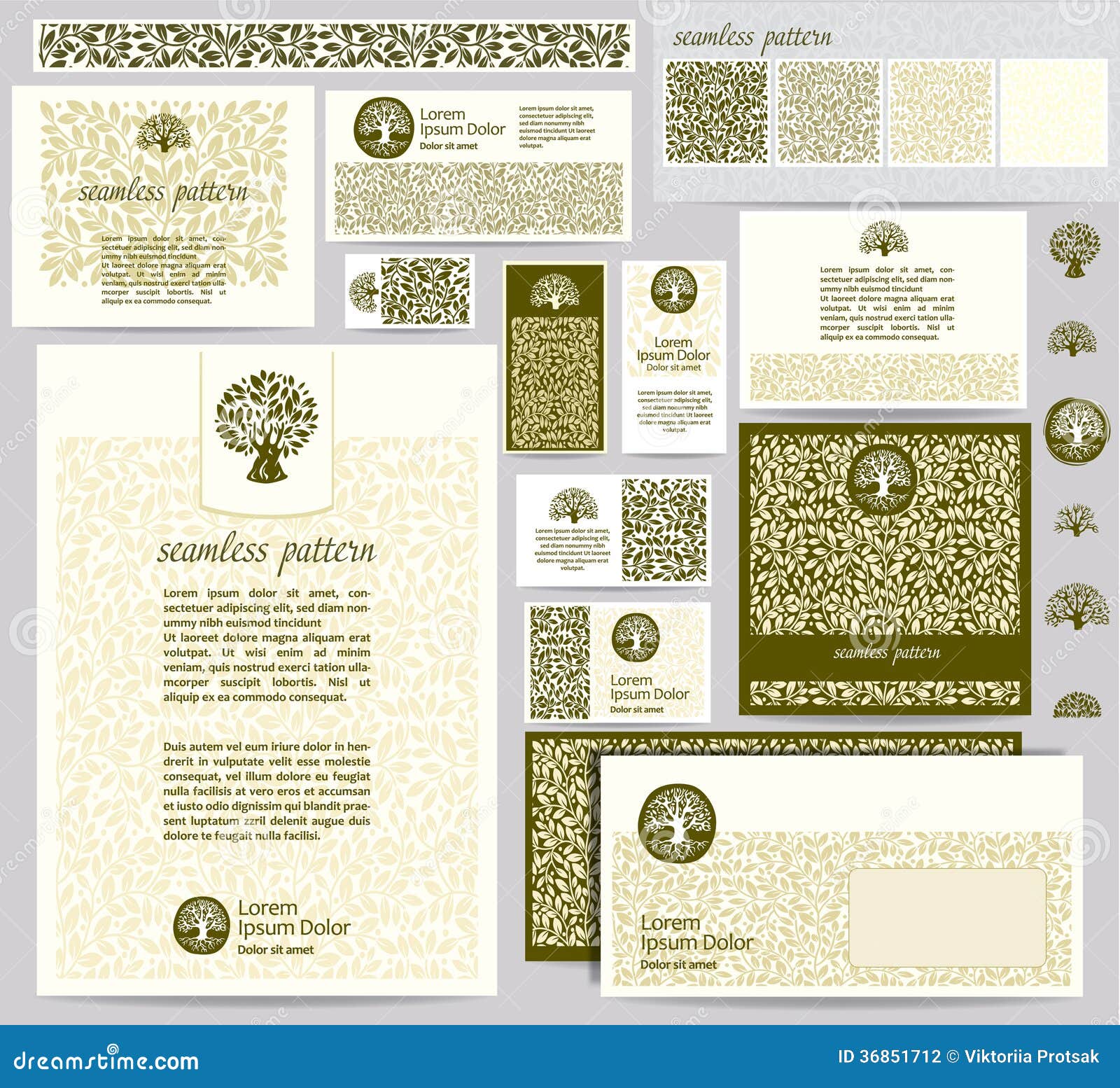 Identity Template with Leaf Pattern Stock Vector - Illustration of ...