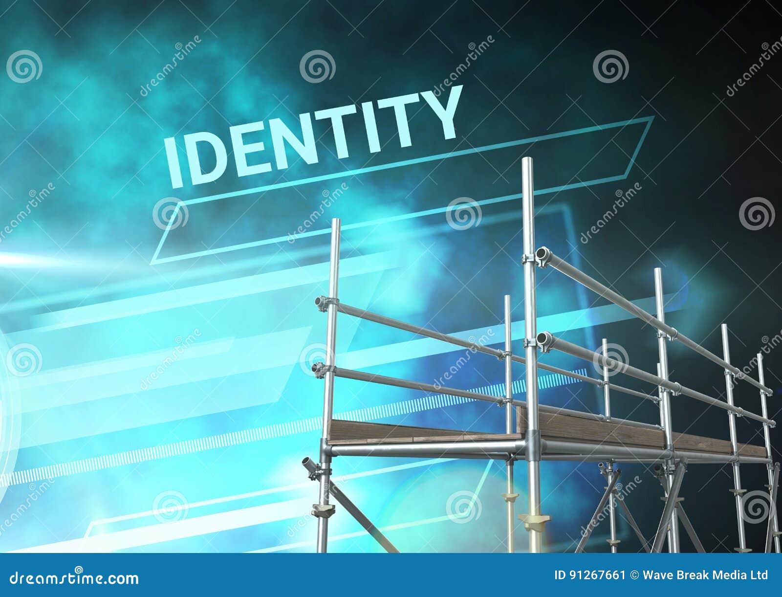 Identity Text with 3D Scaffolding and Technology Interface Stock ...