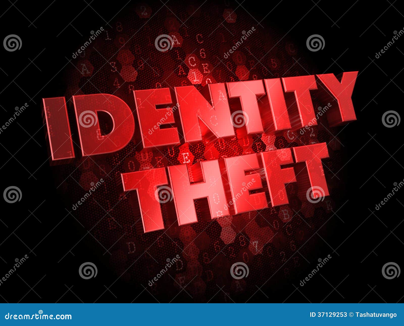 Identity Theft on Dark Digital Background. Stock Illustration ...