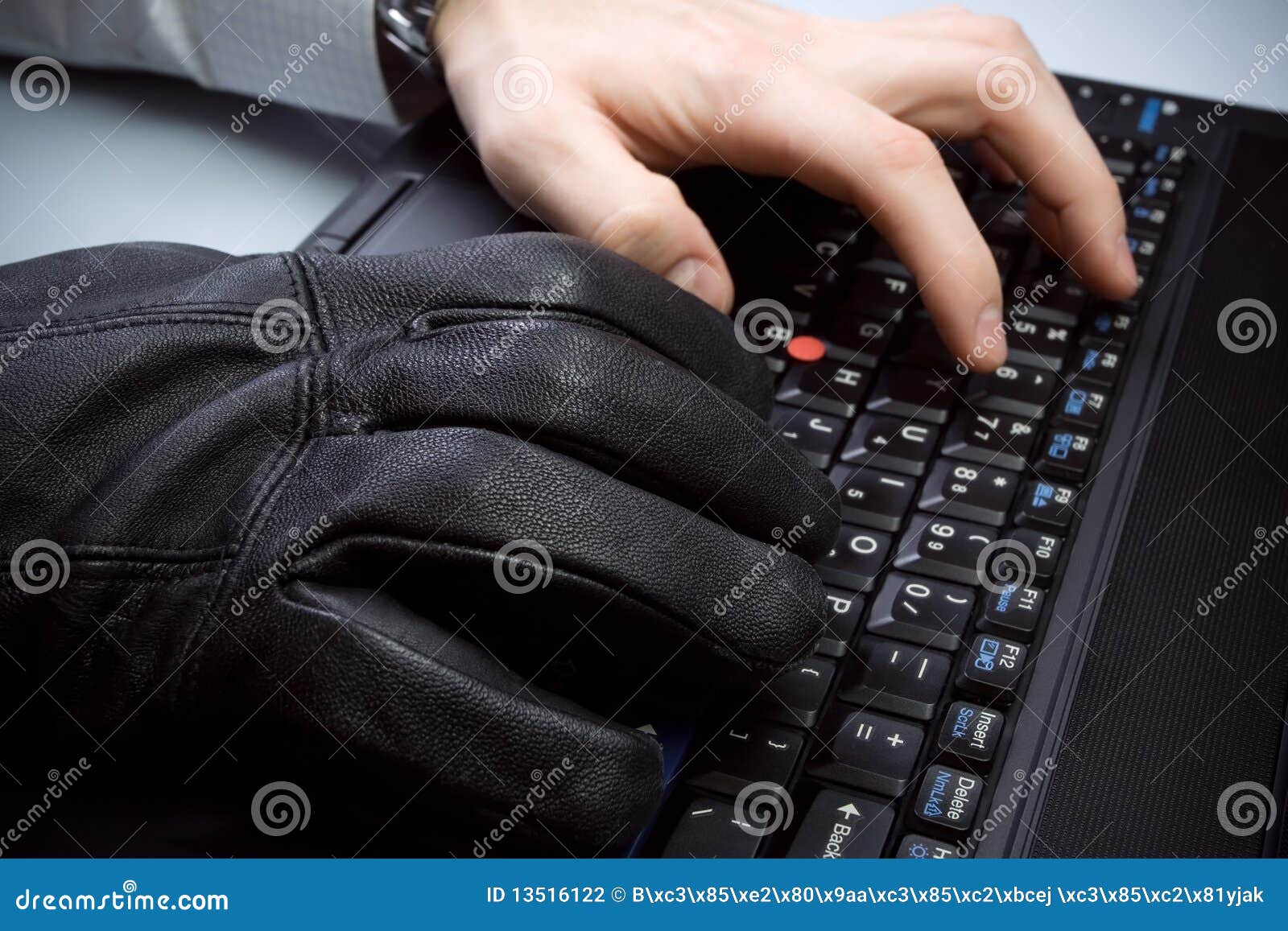 Identity Theft with Hands on Laptop Computer Stock Photo - Image of ...
