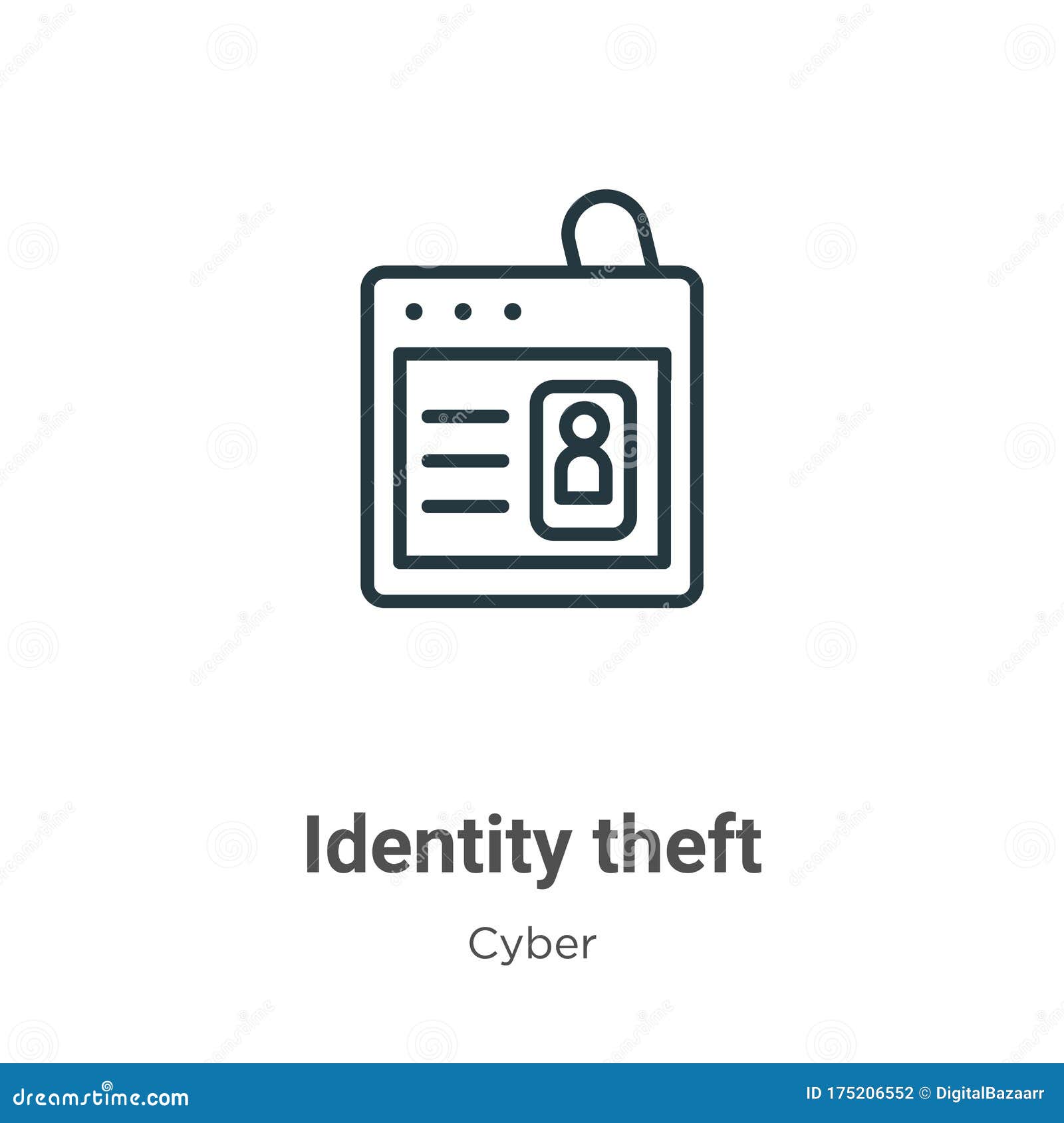 Identity Theft Outline Vector Icon. Thin Line Black Identity Theft Icon ...