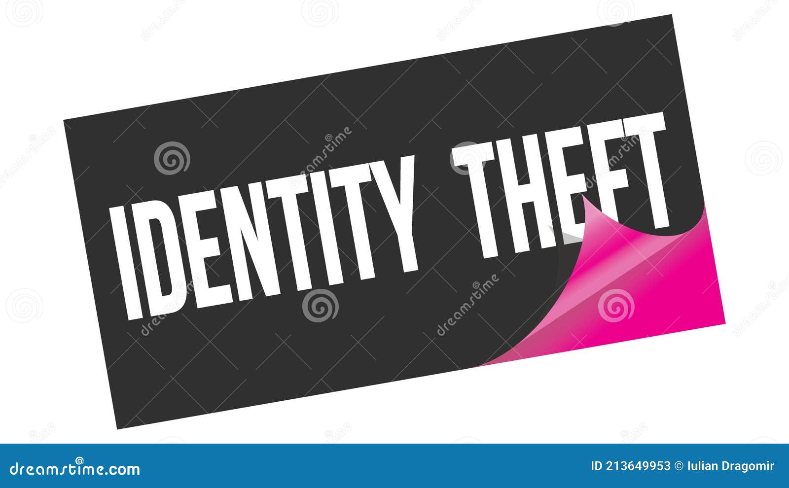 IDENTITY THEFT Text on Black Pink Sticker Stamp Stock Illustration ...