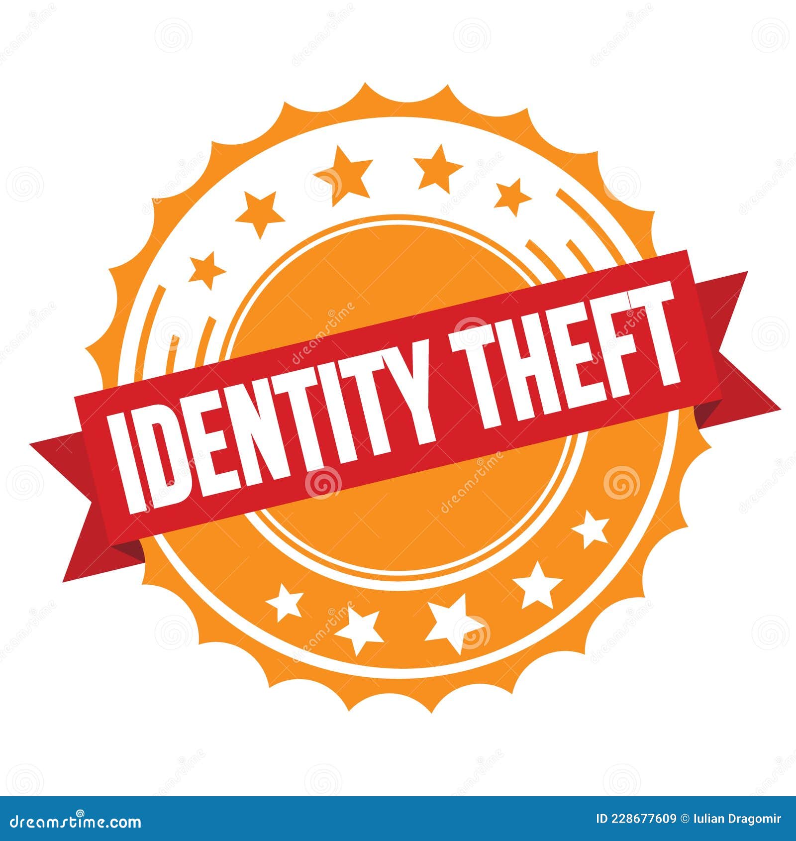 IDENTITY THEFT Text on Red Orange Ribbon Stamp Stock Illustration ...