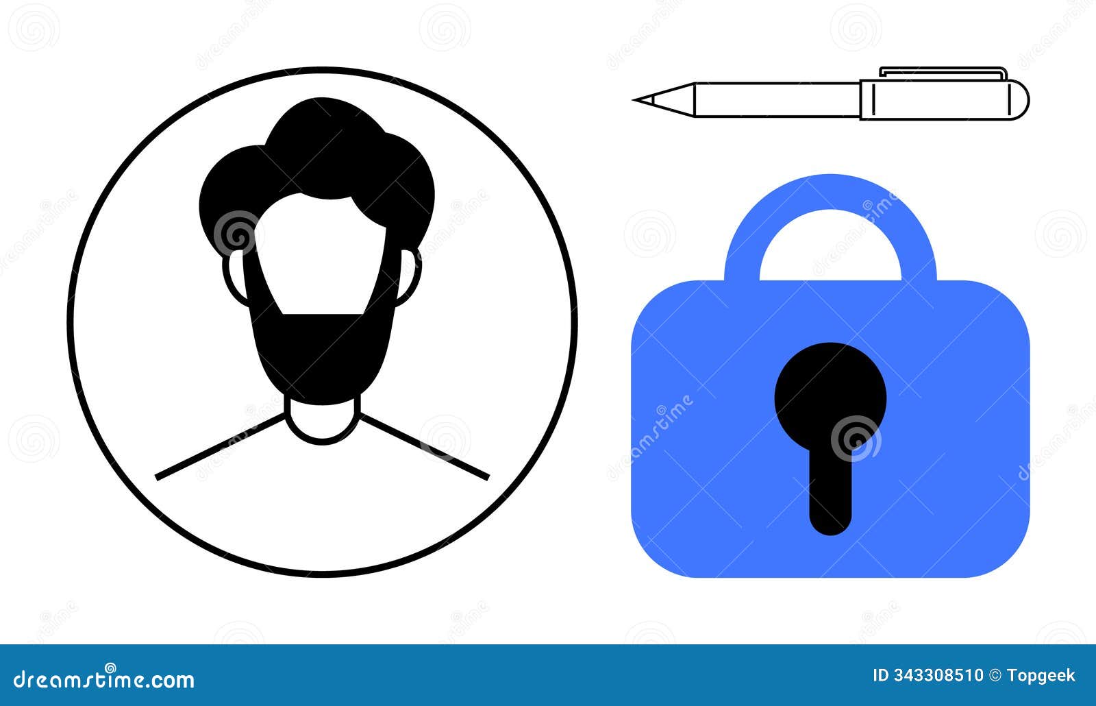 Identity Verification and Security Symbol with Pen Illustration Stock ...