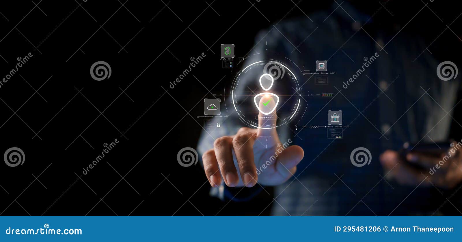 Businessman Login Into Futuristic Web Browser Hologram Interface Vector ...