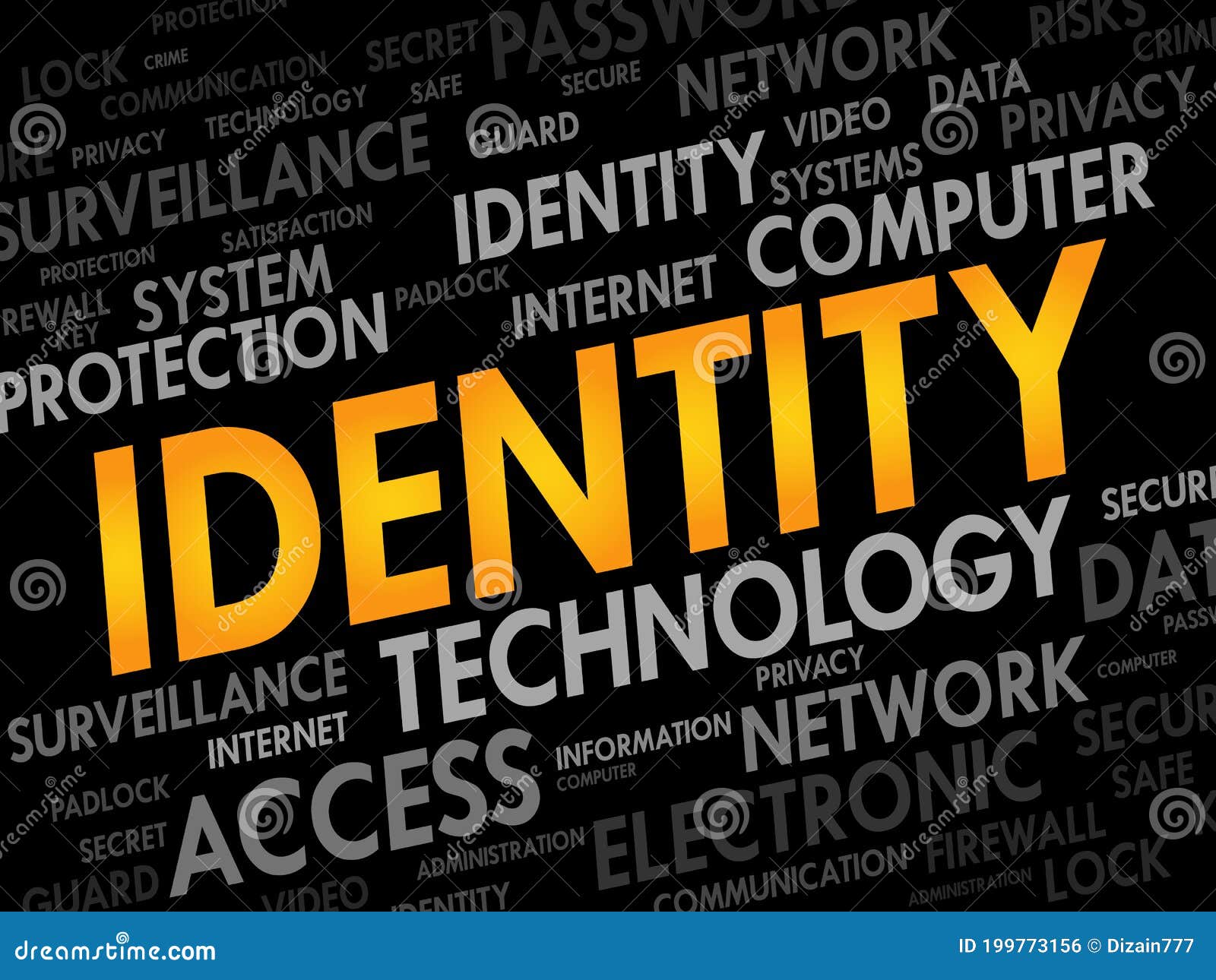 IDENTITY word cloud stock illustration. Illustration of authentication ...