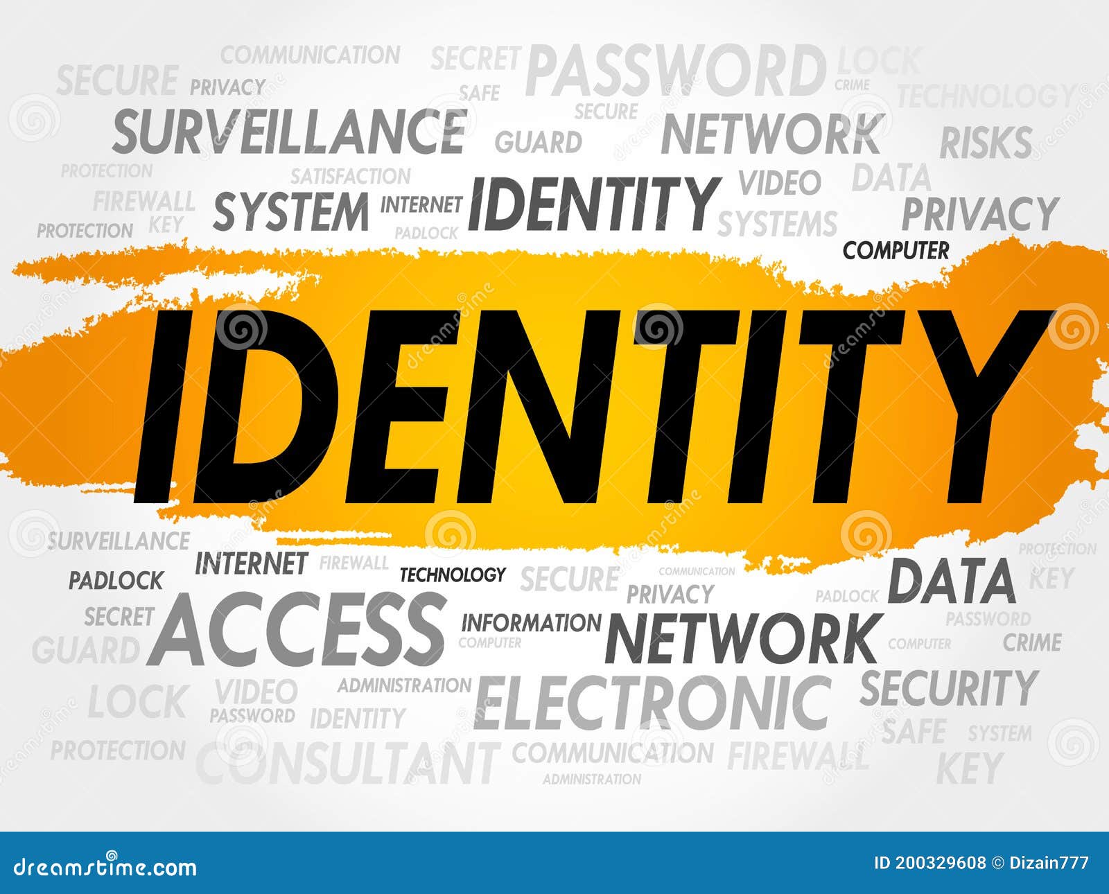 IDENTITY word cloud stock illustration. Illustration of protection ...