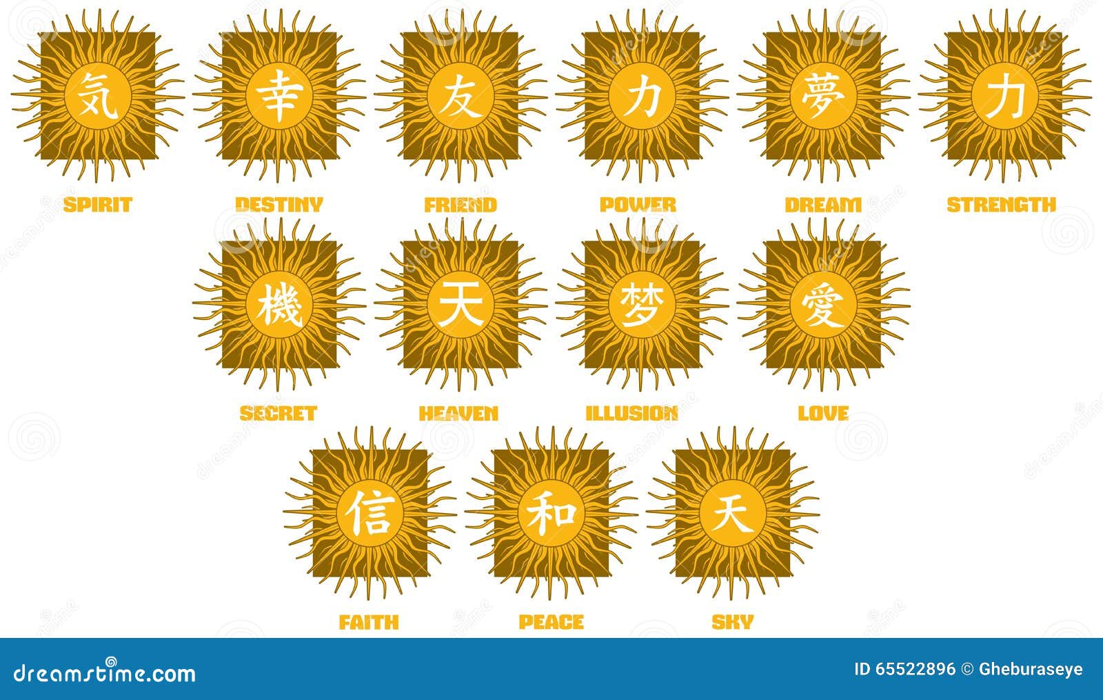 Ideogrammi Cinesi Su Fondo Astratto Illustrazione Vettoriale ...