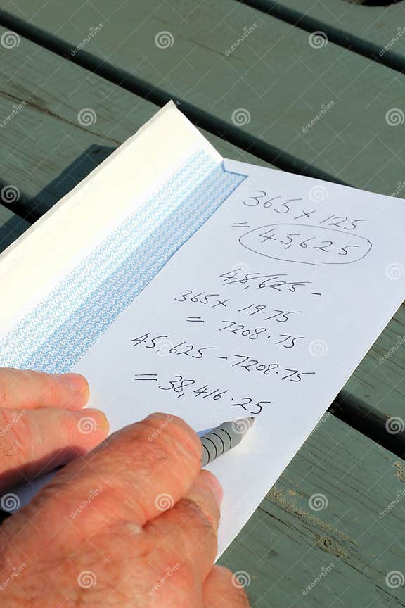 Idiom, Back-of-the Envelope Calculation. Stock Photo - Image of ...