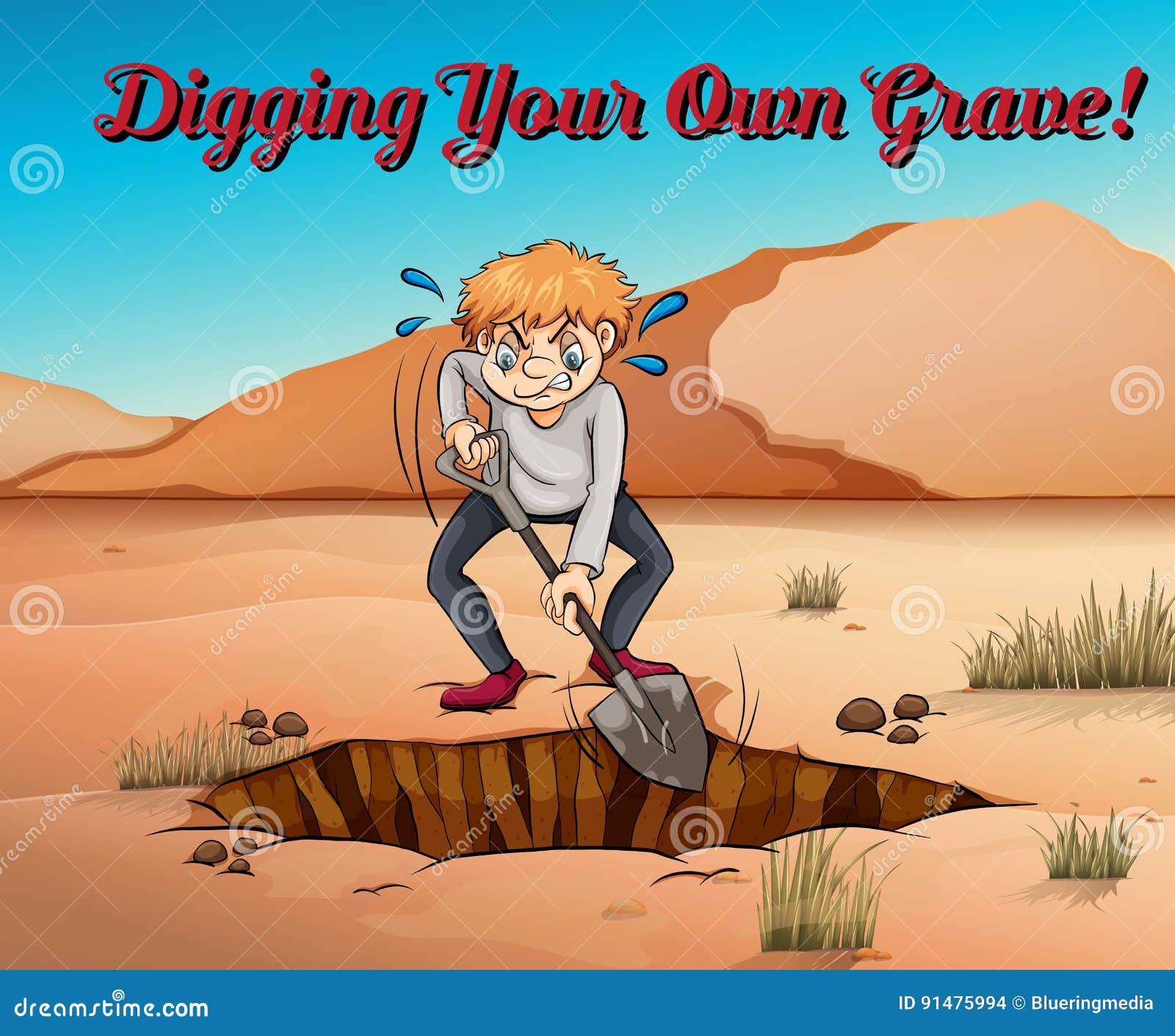 Idiom Poster for Digging Your Own Grave Stock Vector - Illustration of ...