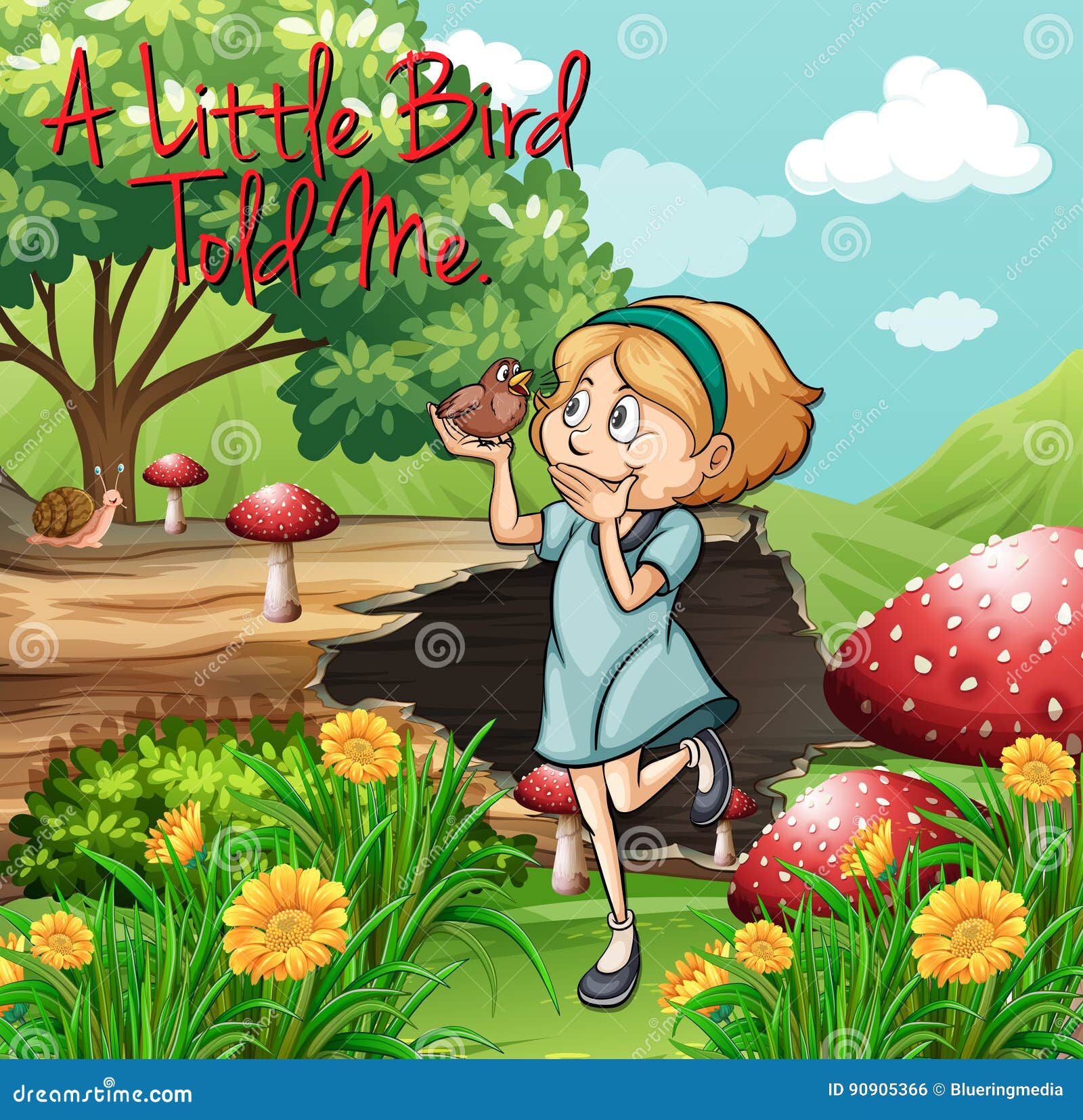 Idiom Poster for Little Bird Told Me Stock Vector - Illustration of ...