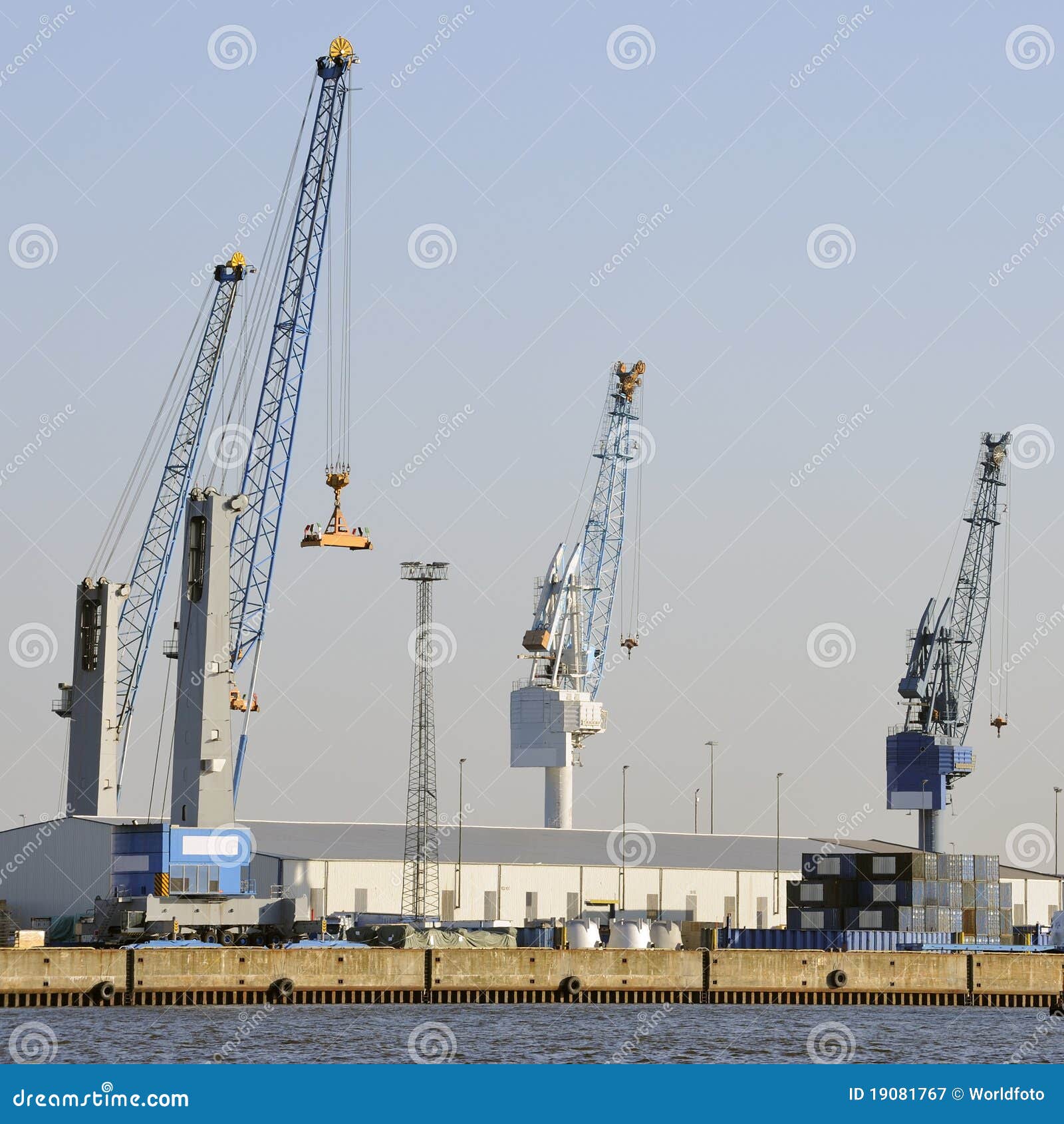Idle Cranes in Container Port Stock Image - Image of crane, industrial ...