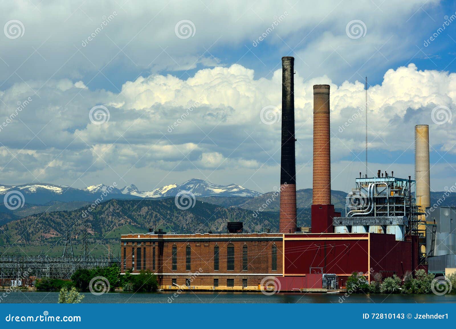 Idle Not Running Coal Fired Power Plant by a Lake Stock Image - Image ...