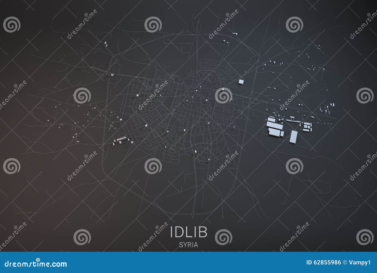 Idlib, Satellite View, Section 3d, Syria Stock Illustration ...