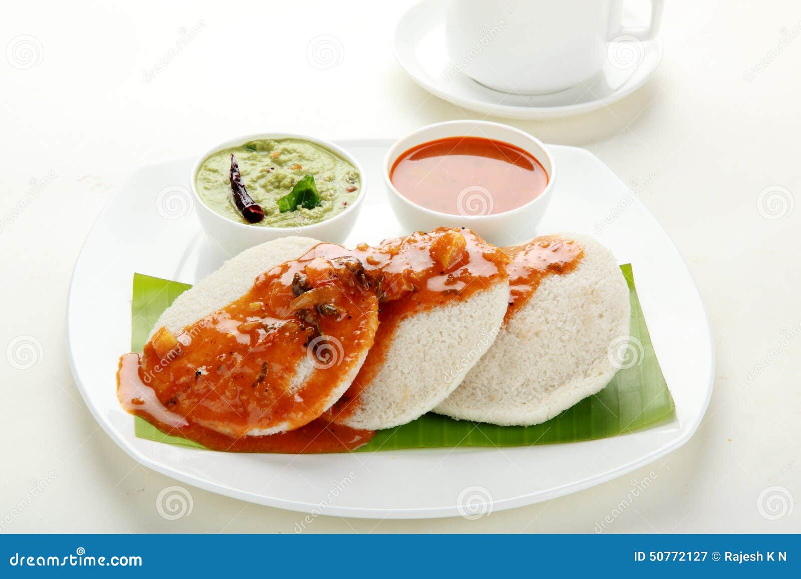 Idly with Sambar and Chutney. Stock Image - Image of diet, plate: 50772127