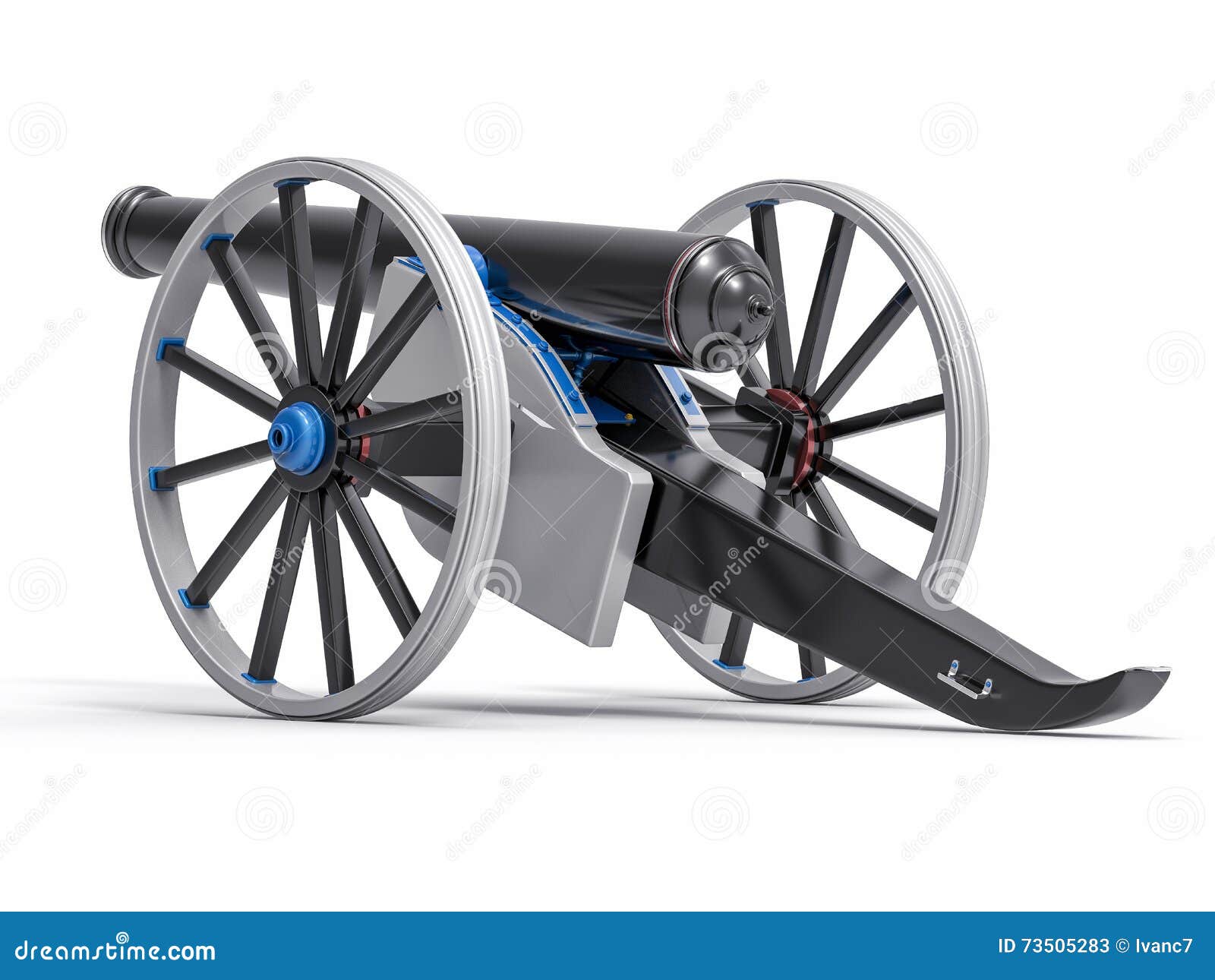 Antique Canon With Wheels Weapon Cartoon In Black And White ...